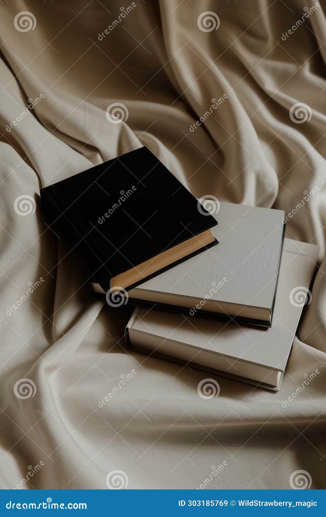 Stack of Hardcover Books on Satin Fabric. - AI Generated Stock ...