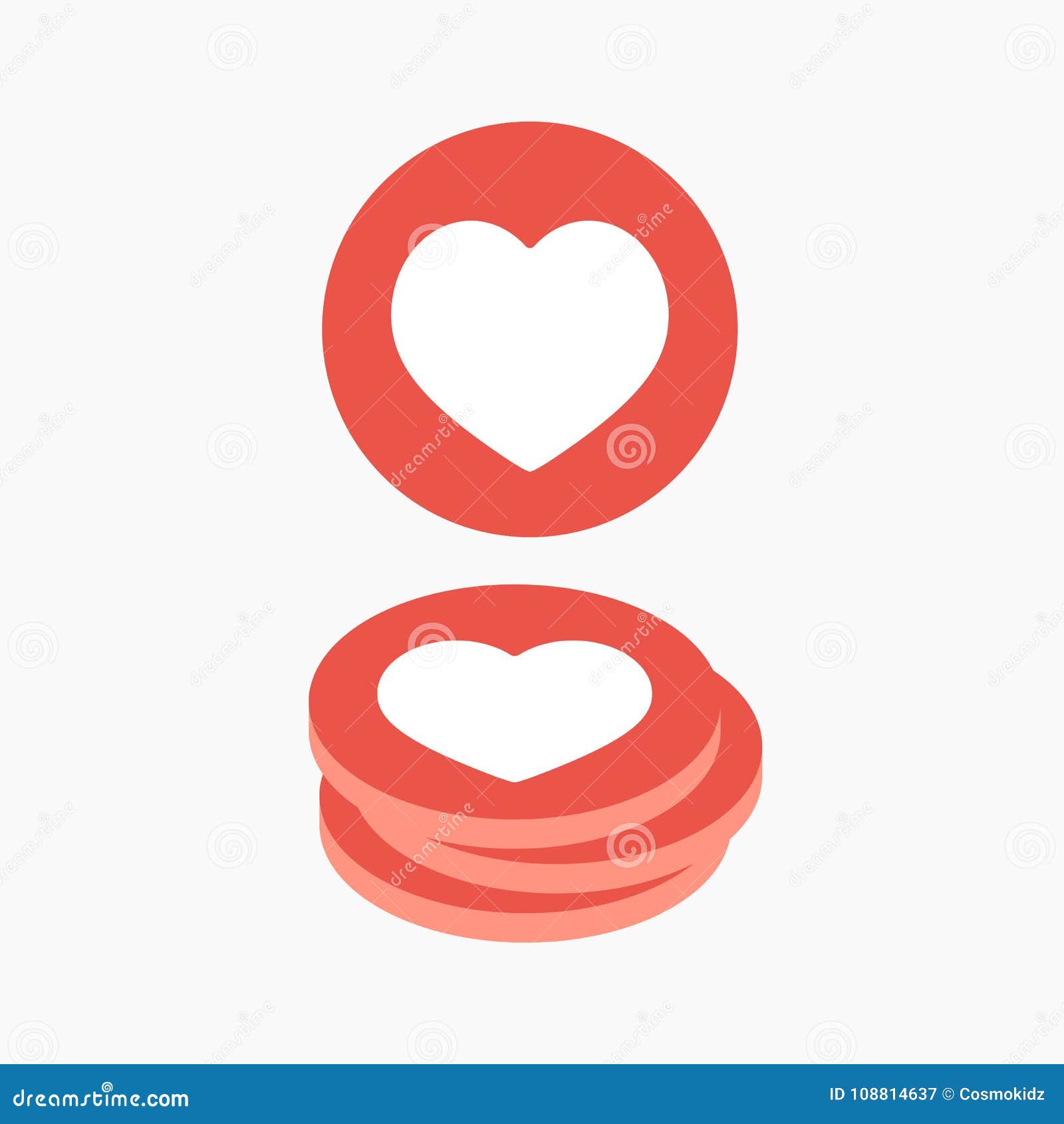 Stack of Heart Coins Vector Illustration Stock Vector - Illustration of ...