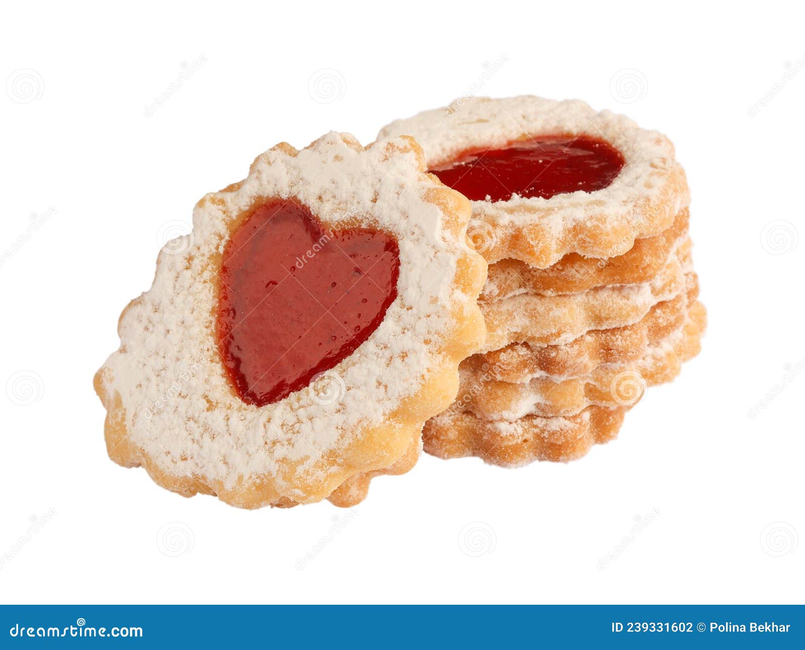 Stack of Heart-shaped Cookies with Red Jam Isolated on White Stock ...