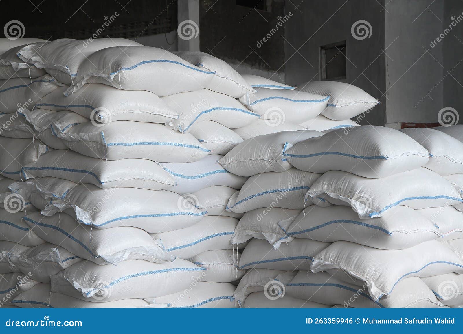 Stack hemp sacks of rice stock photo. Image of texture - 263359946