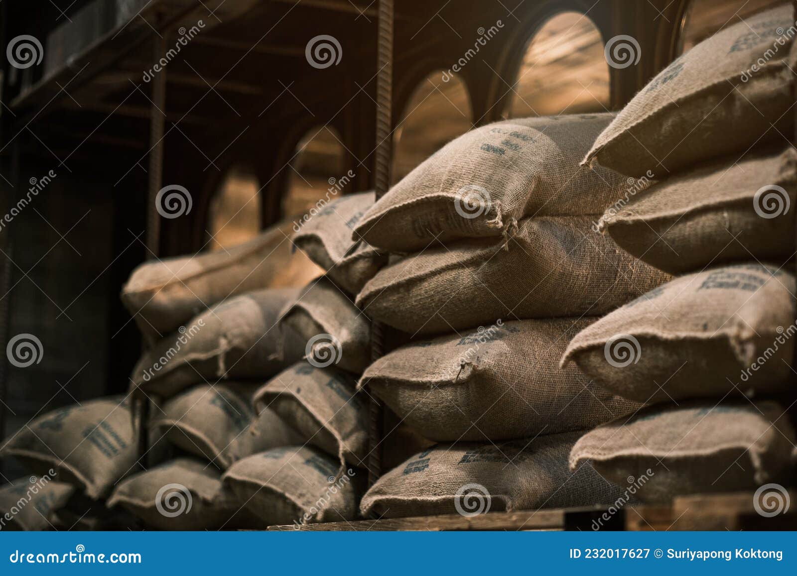 Stack Hemp Sacks of Rice, Sacks of Rice in the Warehouse, Containing ...