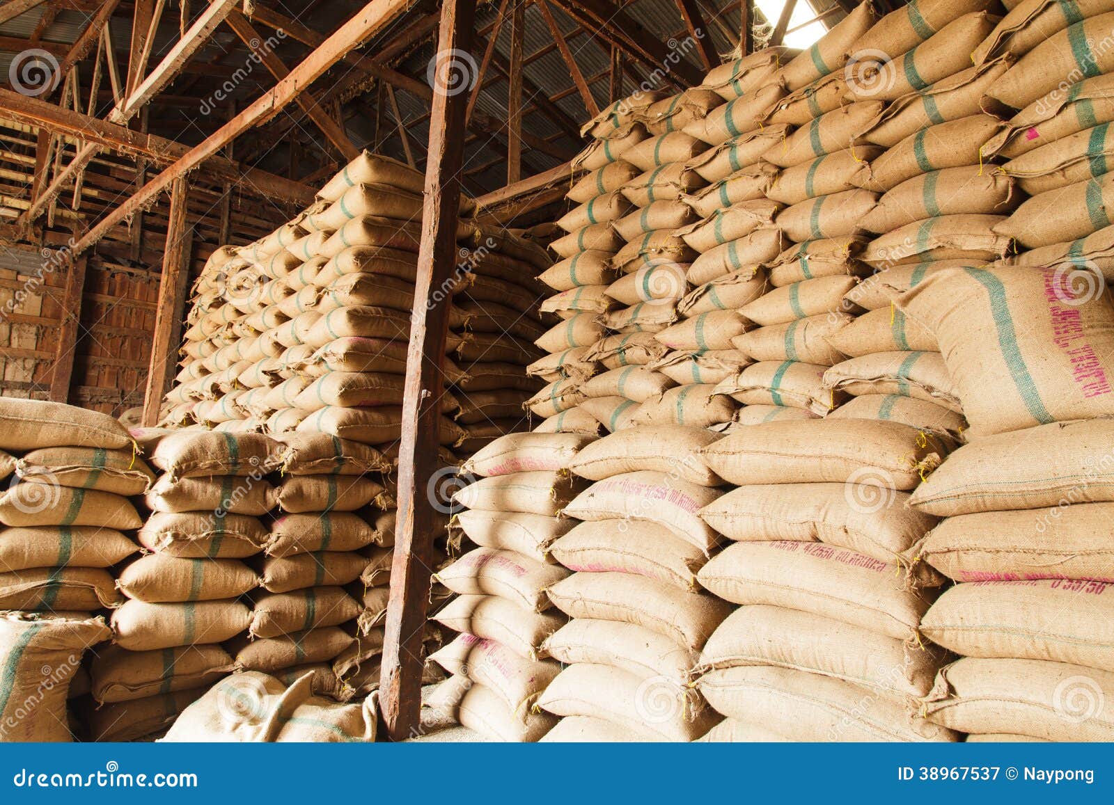 Stack hemp sacks of rice stock image. Image of thailand - 38967537