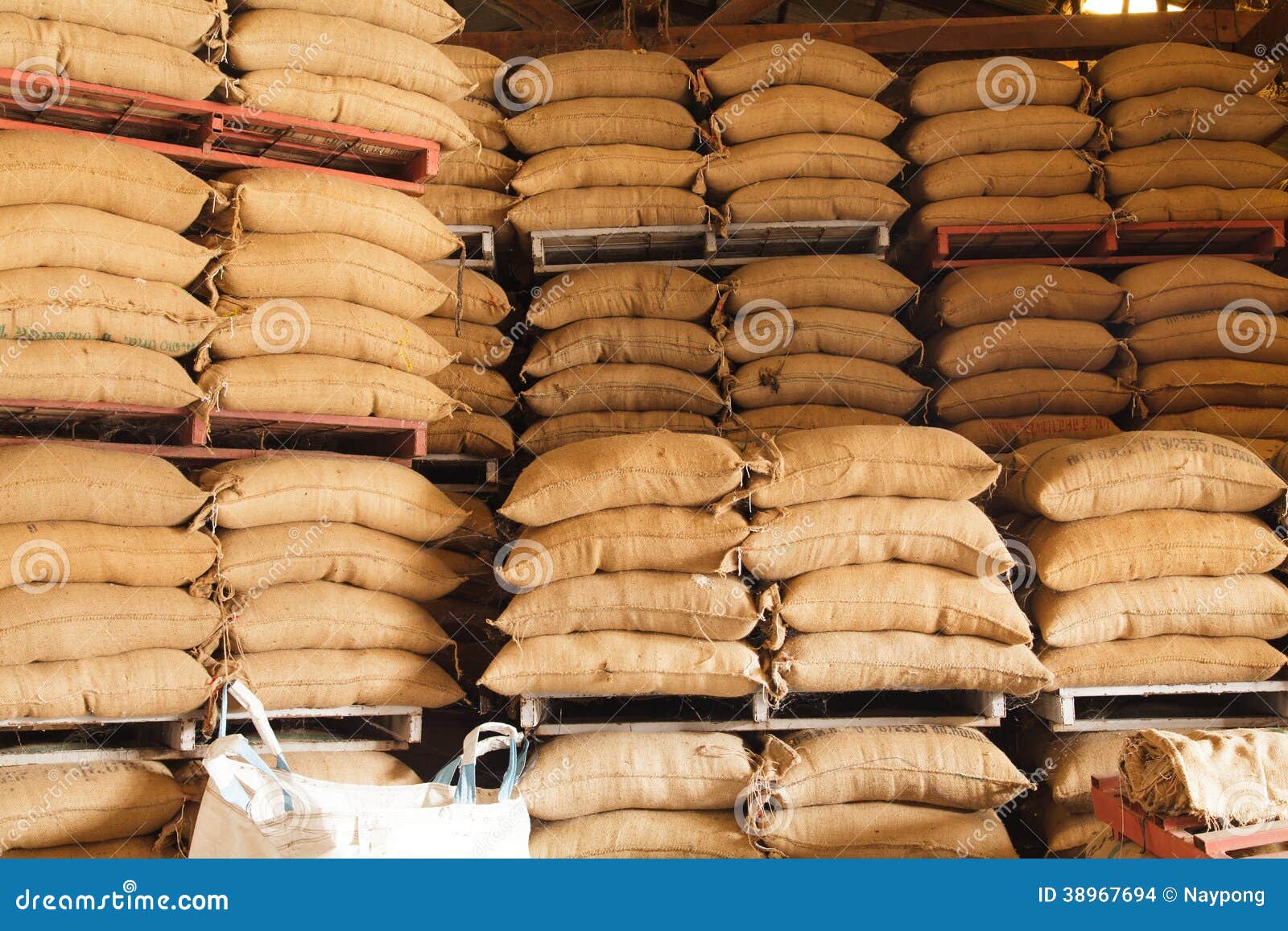Stack hemp sacks of rice stock photo. Image of seed, storage - 38967694