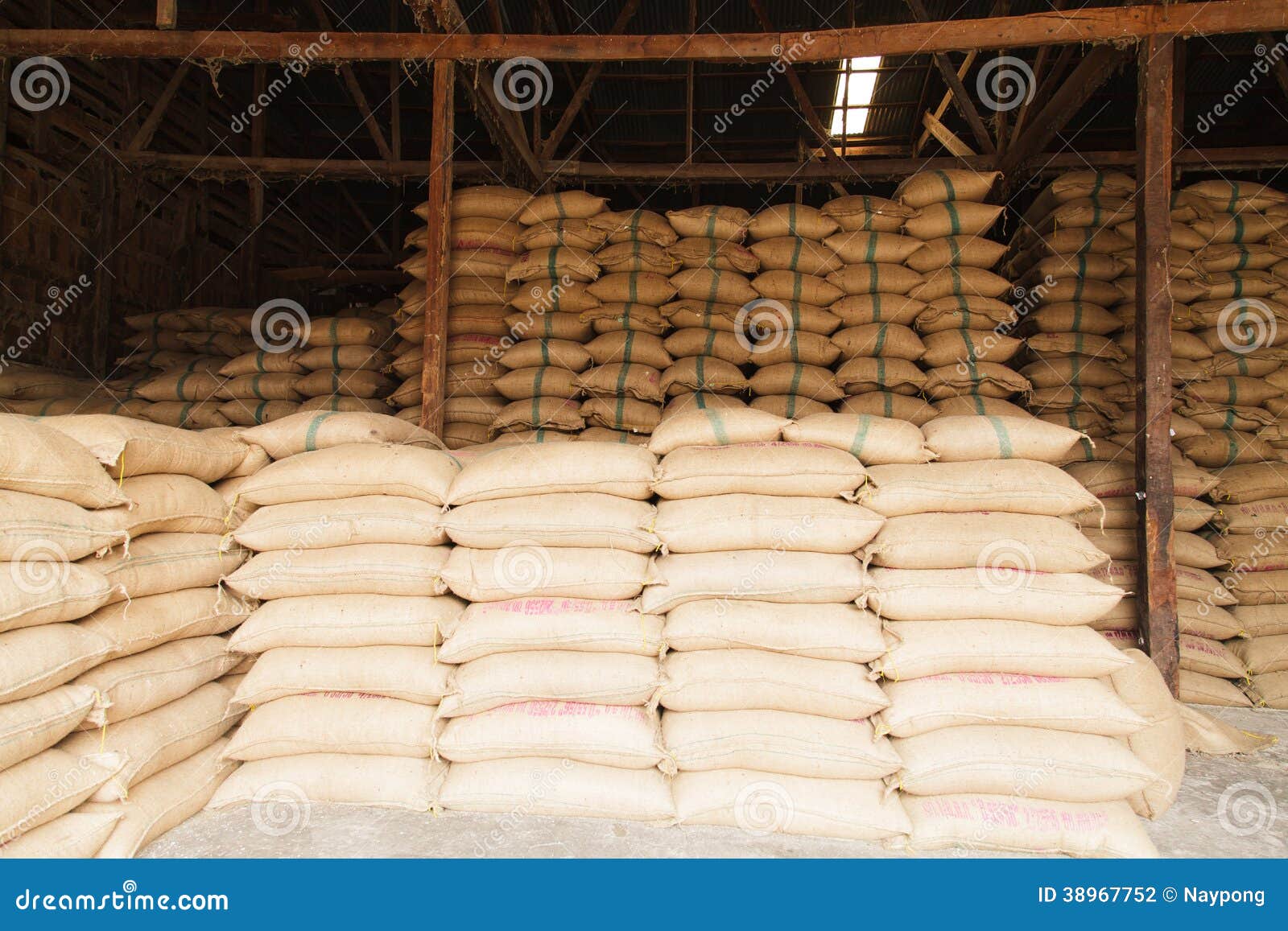 Stack hemp sacks of rice stock photo. Image of food, brown - 38967752