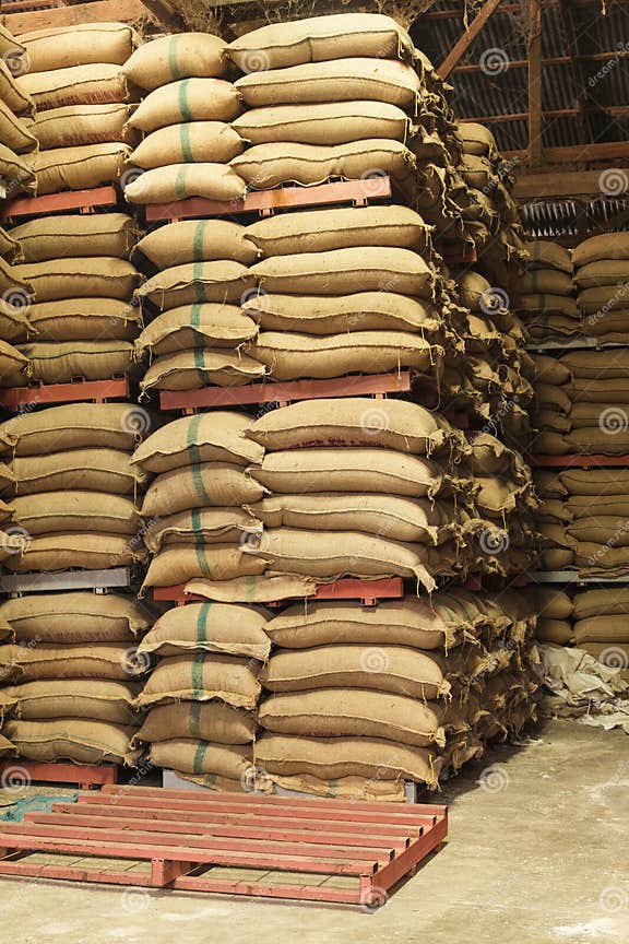 Stack hemp sacks of rice stock photo. Image of detail - 38967844