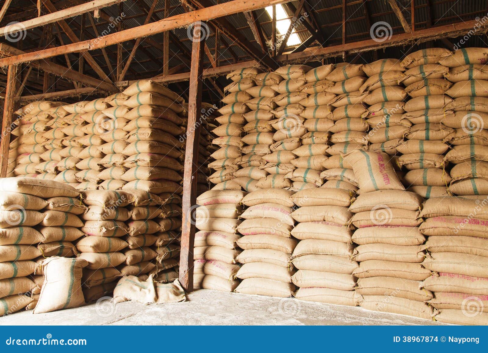 Stack hemp sacks of rice stock photo. Image of natural - 38967874