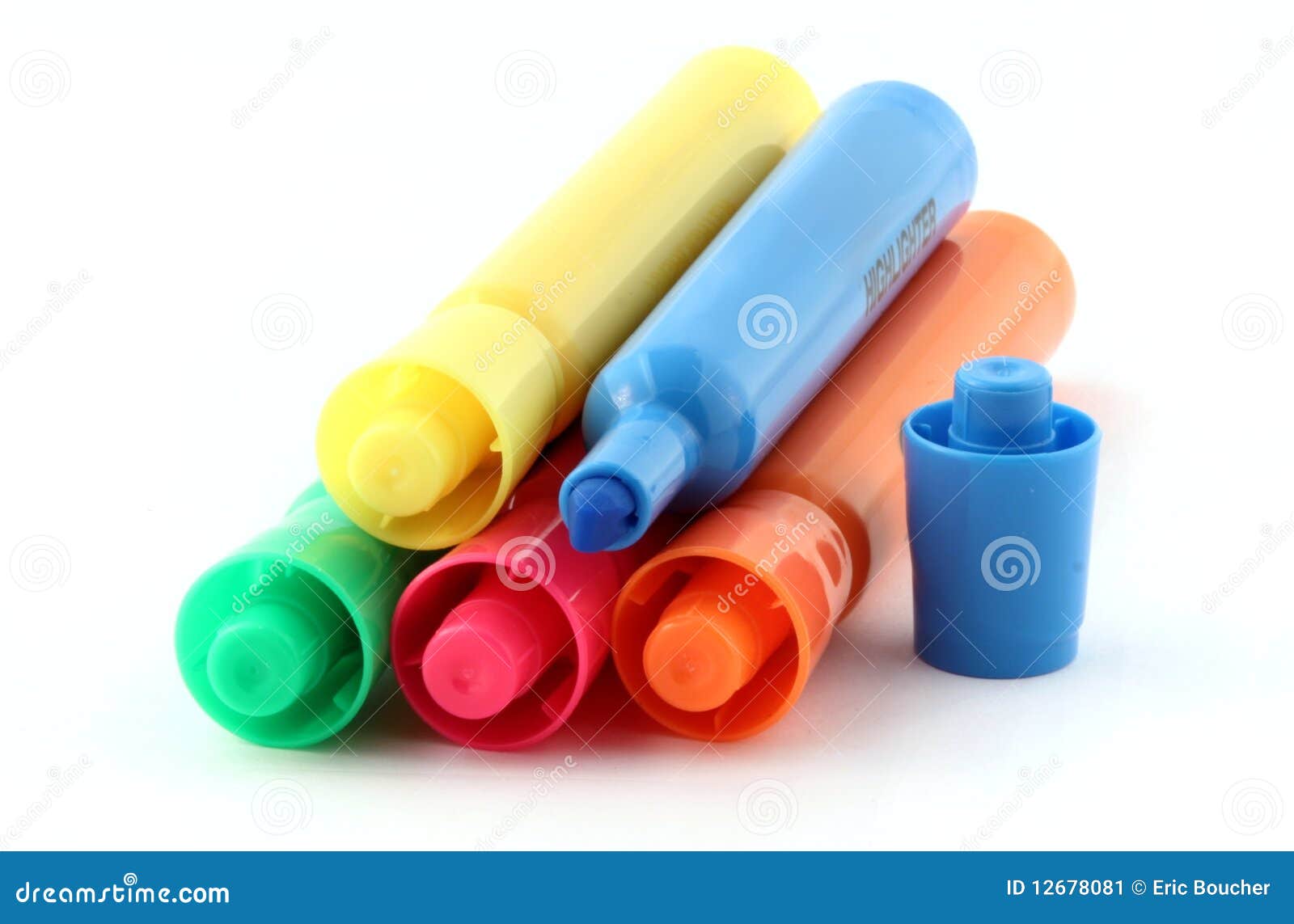 Stack of Highlighters Isolated on Pure White Stock Image - Image of ...