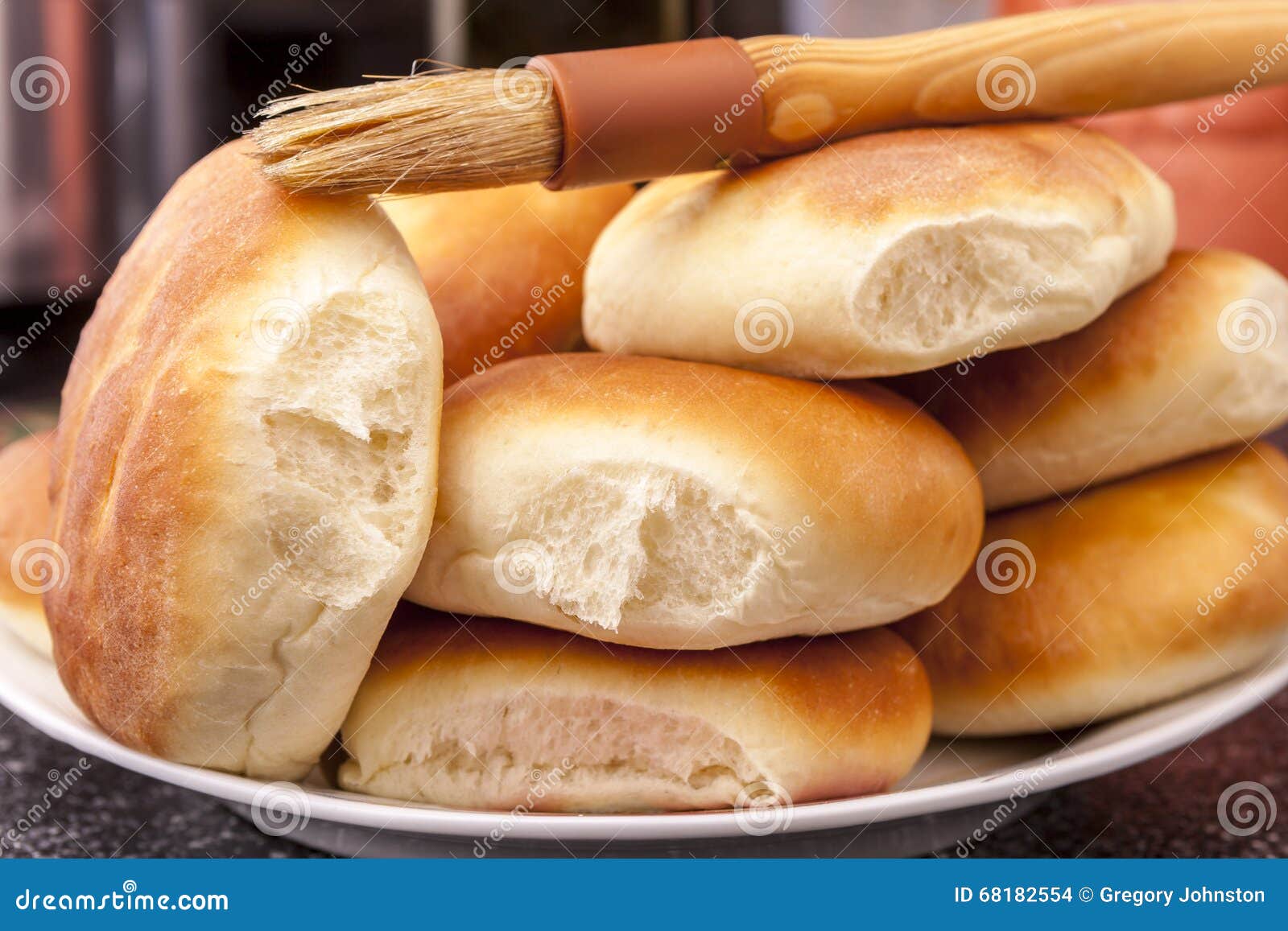 Stack of homemade buns. stock photo. Image of bread, classic - 68182554