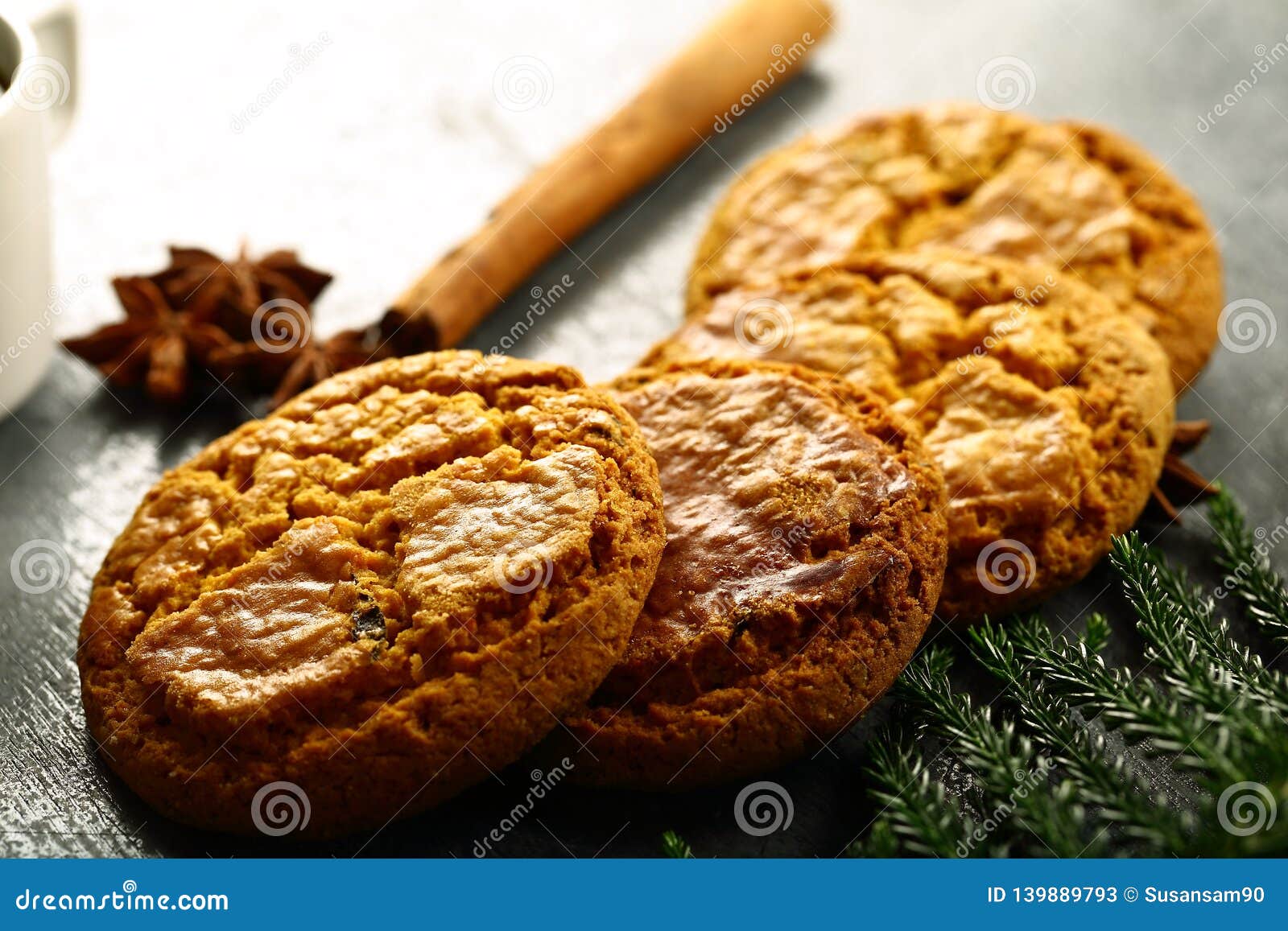 Stack of Homemade Cookie Biscuits Stock Image - Image of black, closeup ...