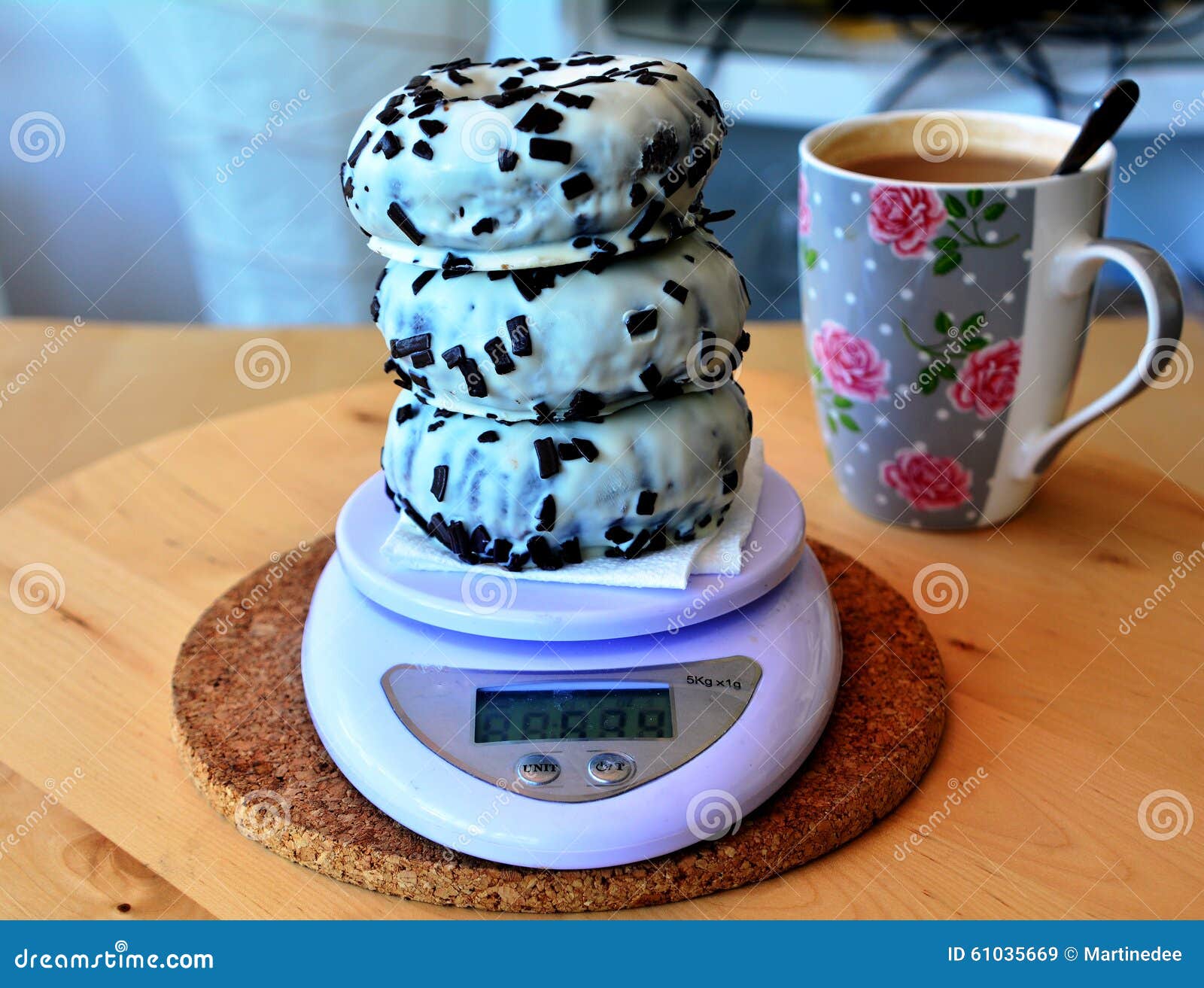 Stack of Homemade Donuts with Chocolate on a Scale Stock Image - Image ...