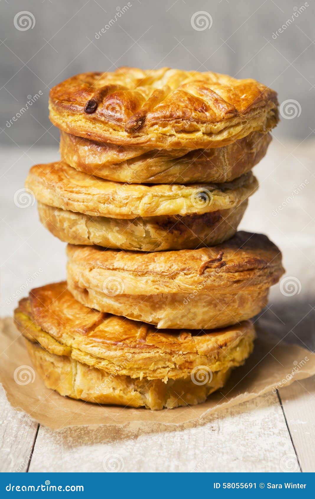 Stack of Homemade Meat Pies on a Rustic Table Stock Image - Image of ...
