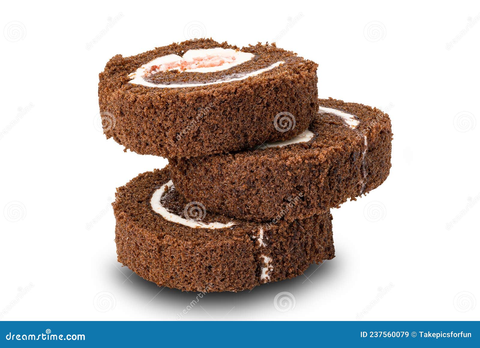 Stack of Homemade Mini Black Forest Chocolate Sponge Cake Roll Isolated ...