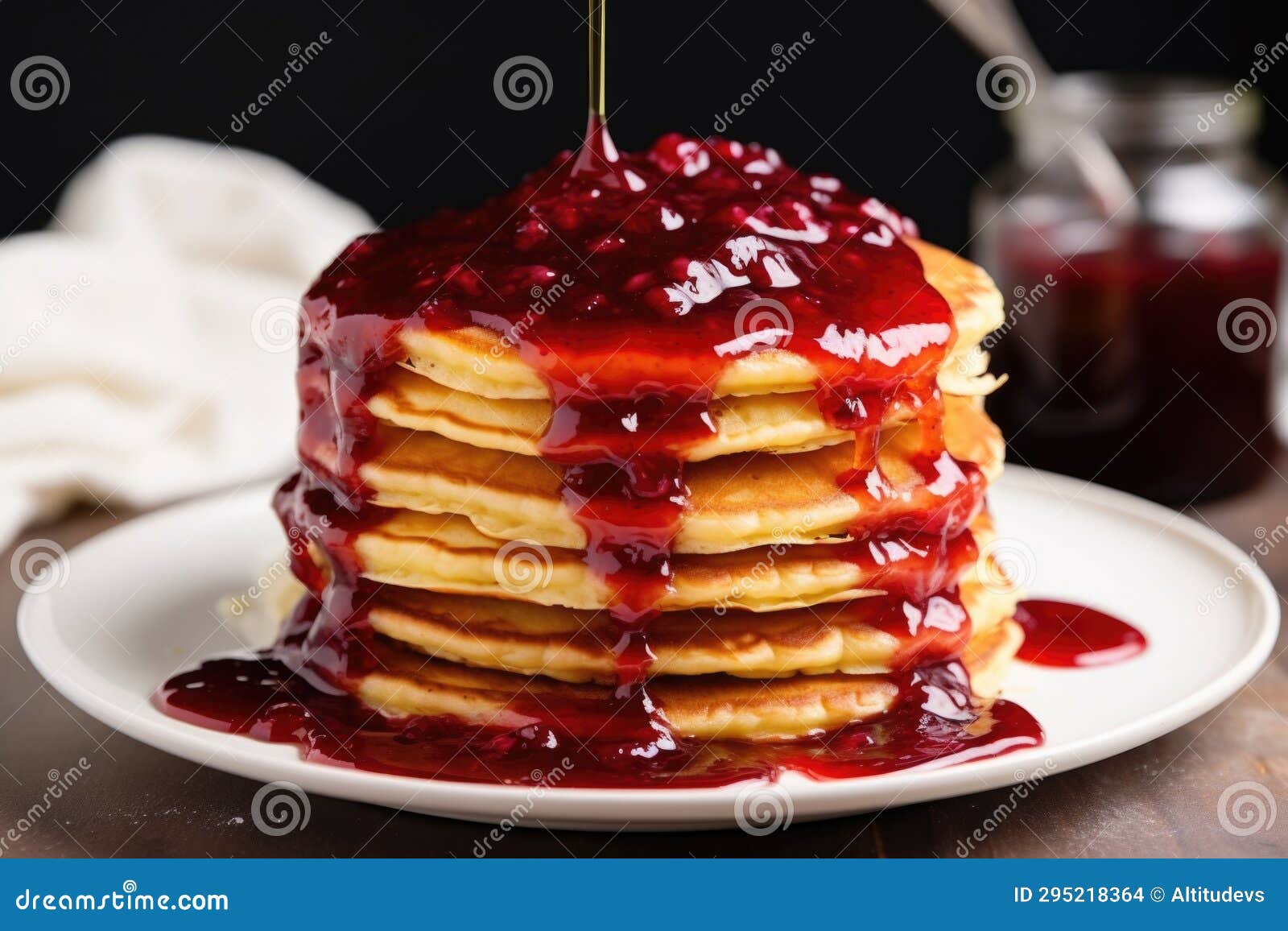 Stack of Homemade Pancakes with Syrup Drizzle Stock Photo - Image of ...
