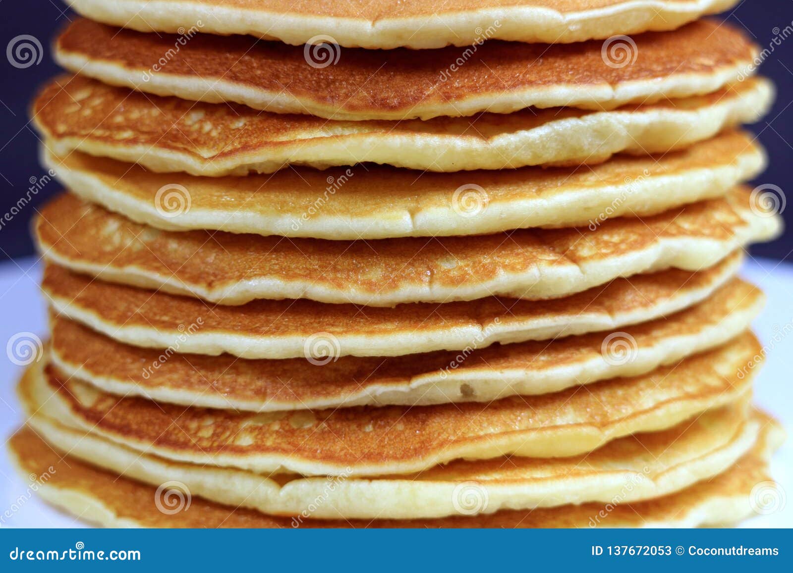 Stack of Homemade Plain Pancakes Served on White Plate Stock Image ...