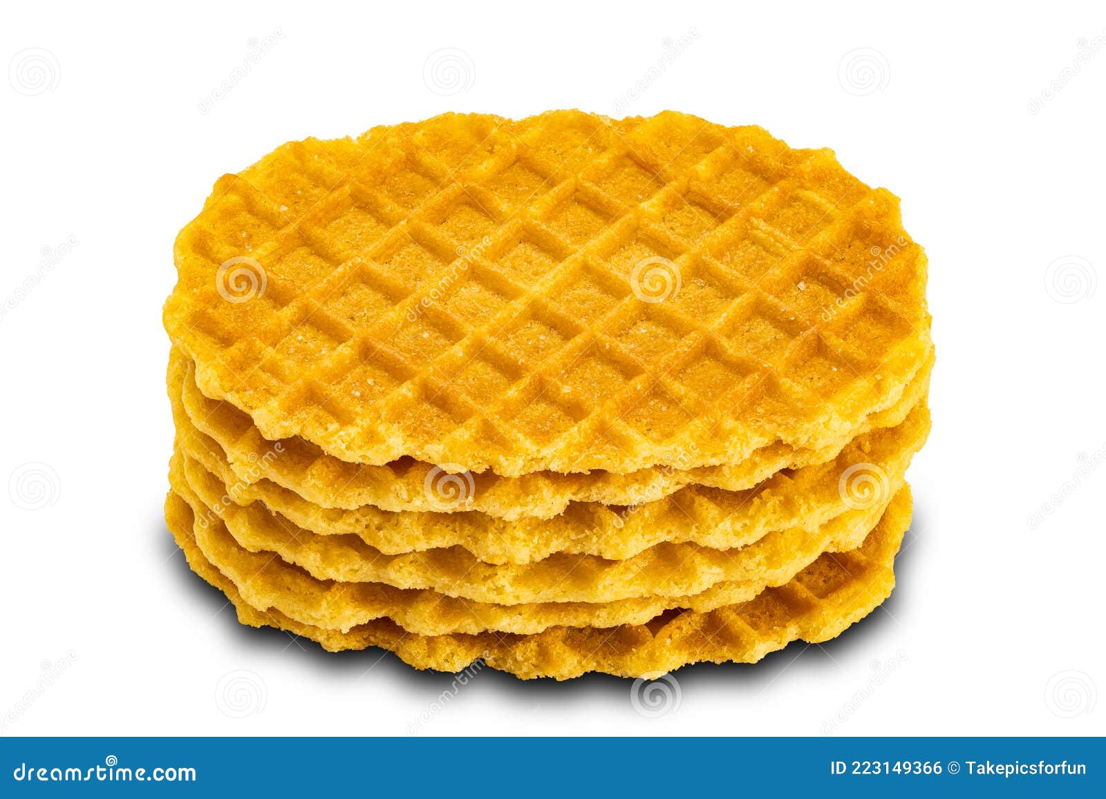 Stack of Homemade Sweet Crispy Waffles on White Background Stock Photo ...