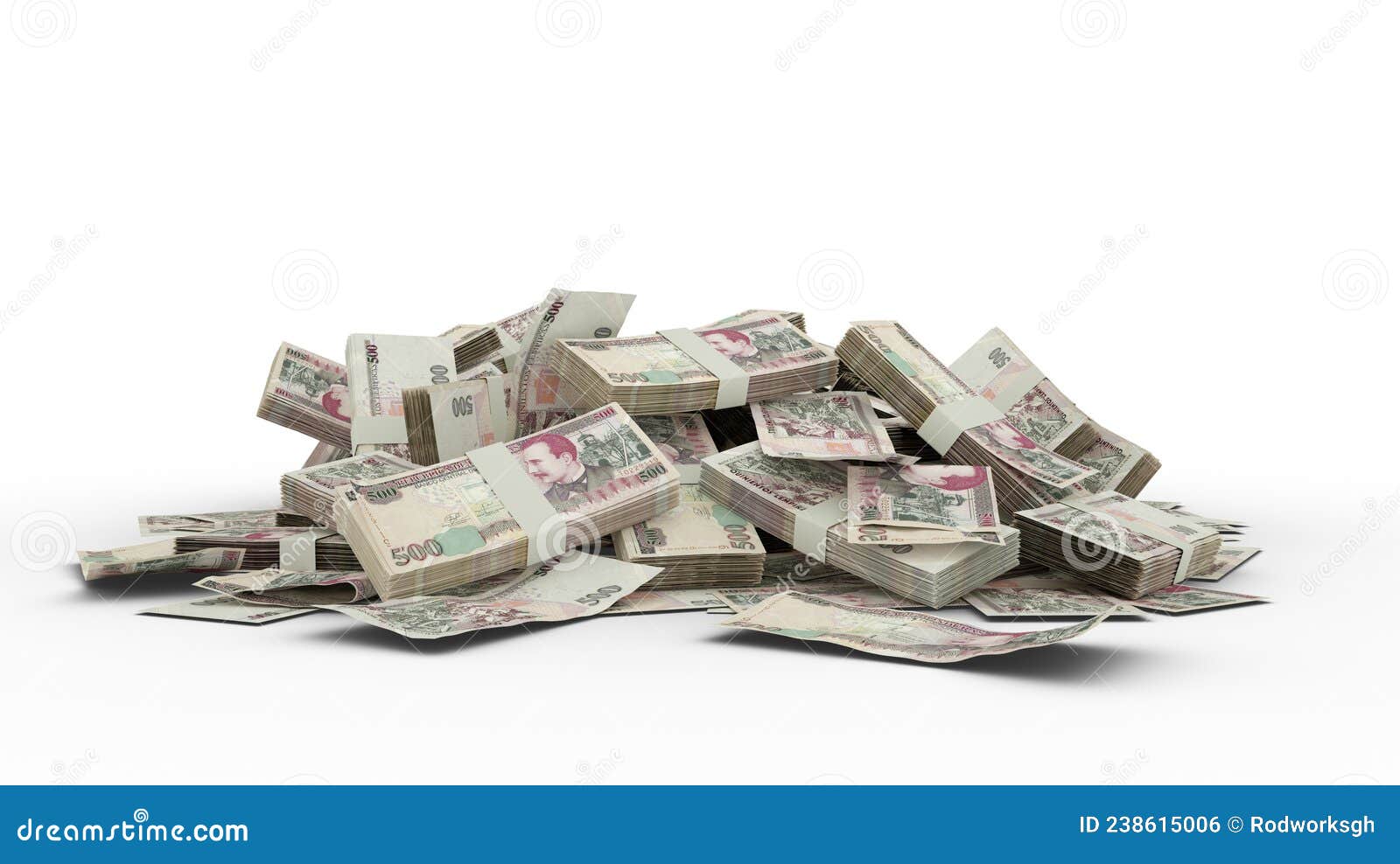 Stack of 500 Honduran Lempira Notes Isolated on White Background Stock ...