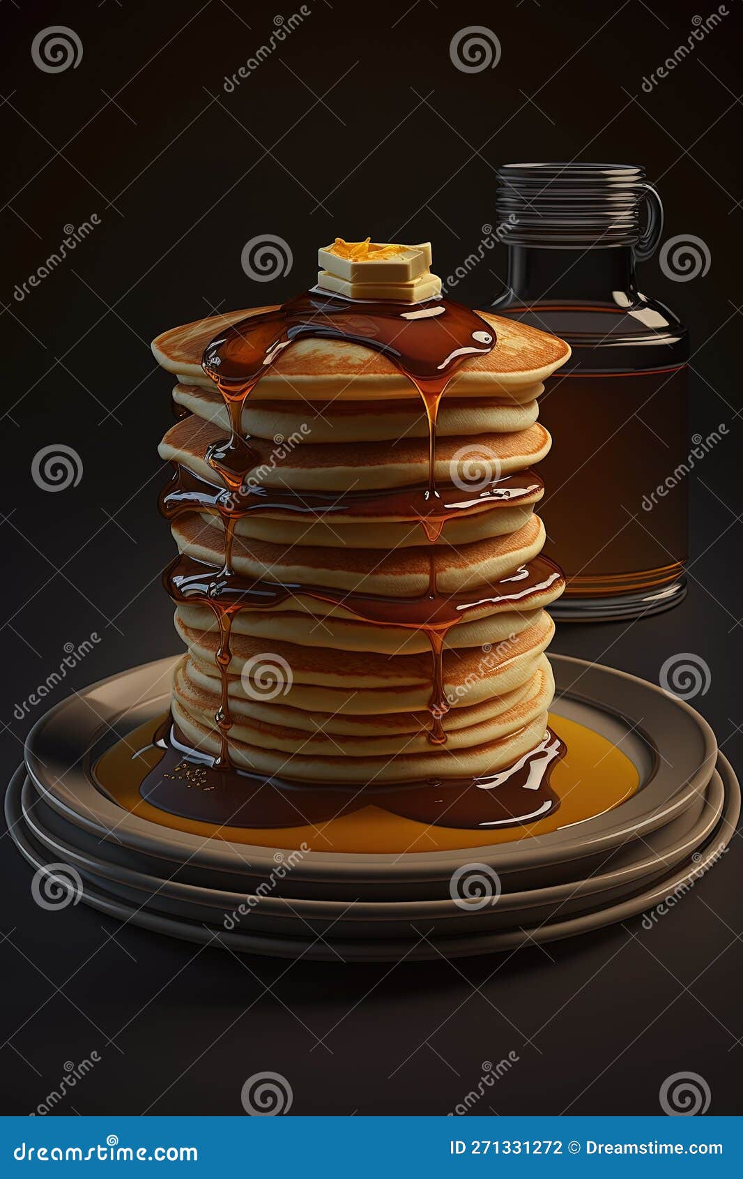 Stack of Hot Pancakes, Butter and Syrup. Generative AI Stock ...