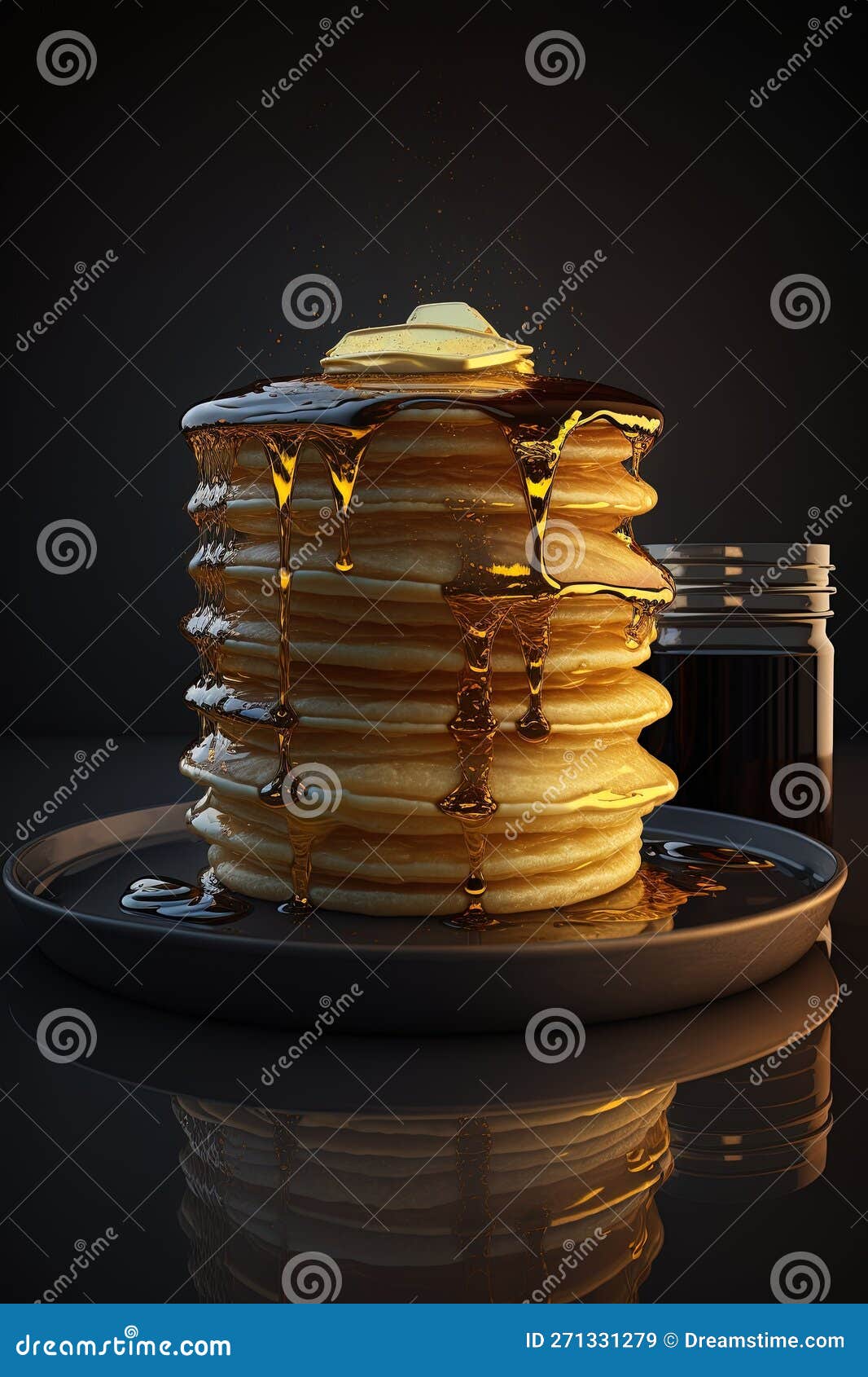 Stack of Hot Pancakes, Butter and Syrup. Generative AI Stock ...