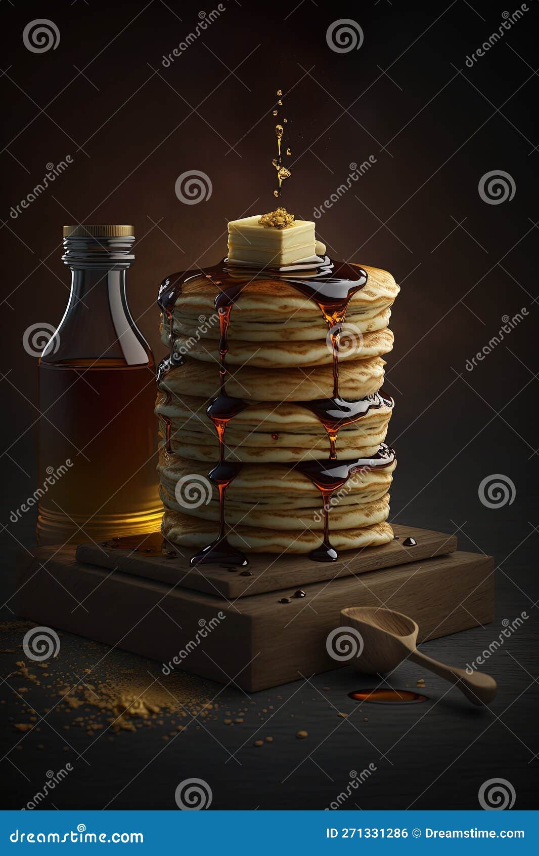 Stack of Hot Pancakes, Butter and Syrup. Generative AI Stock Photo ...