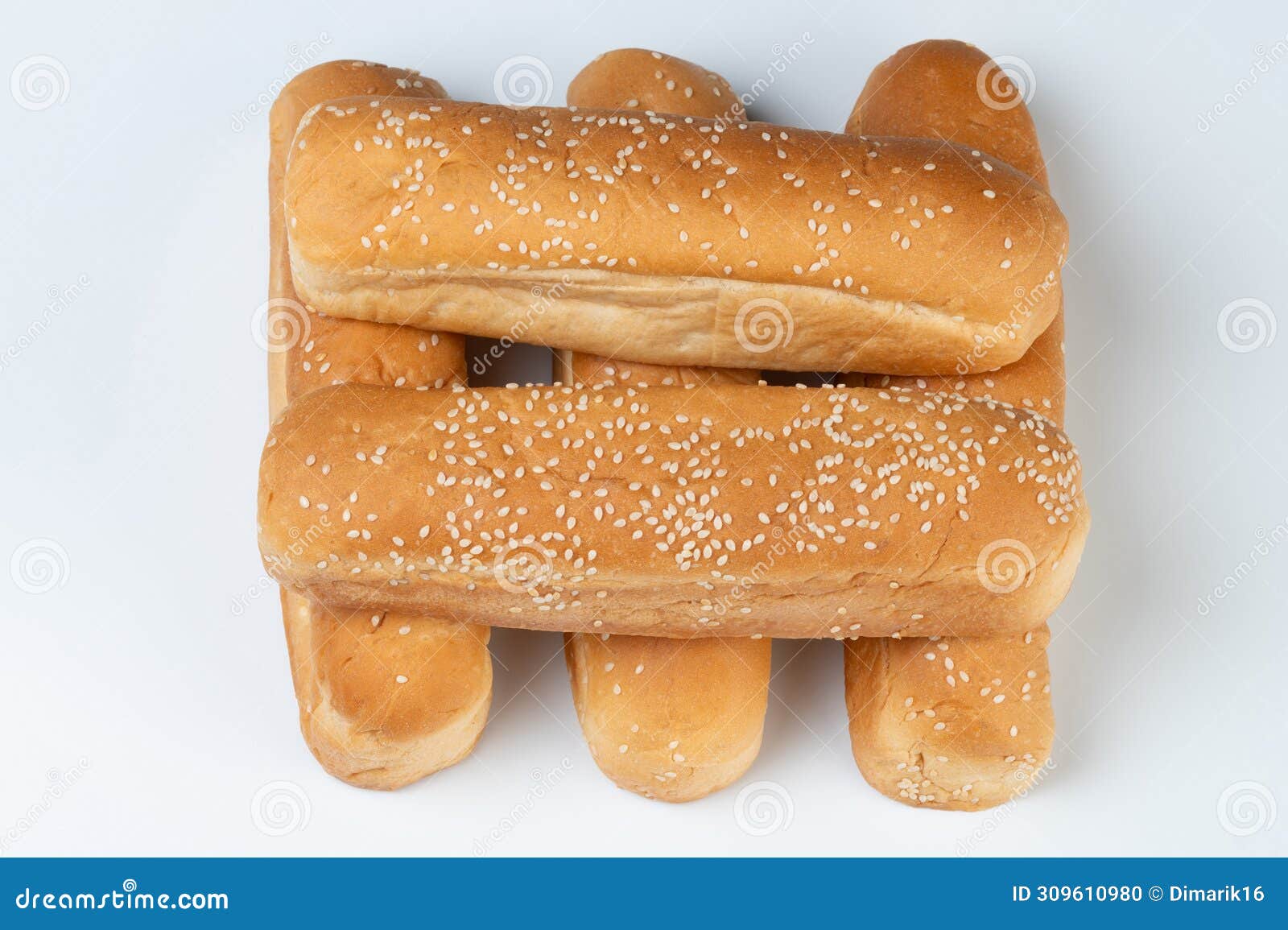 Stack of hotdog bread buns stock photo. Image of seeds - 309610980