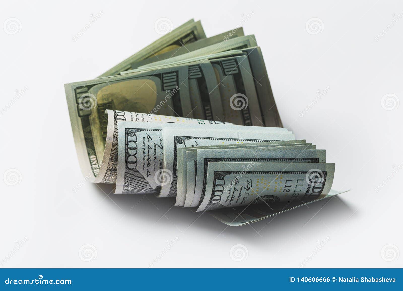 Stack of Hundred Dollars Isolated on White Stock Photo - Image of loan ...
