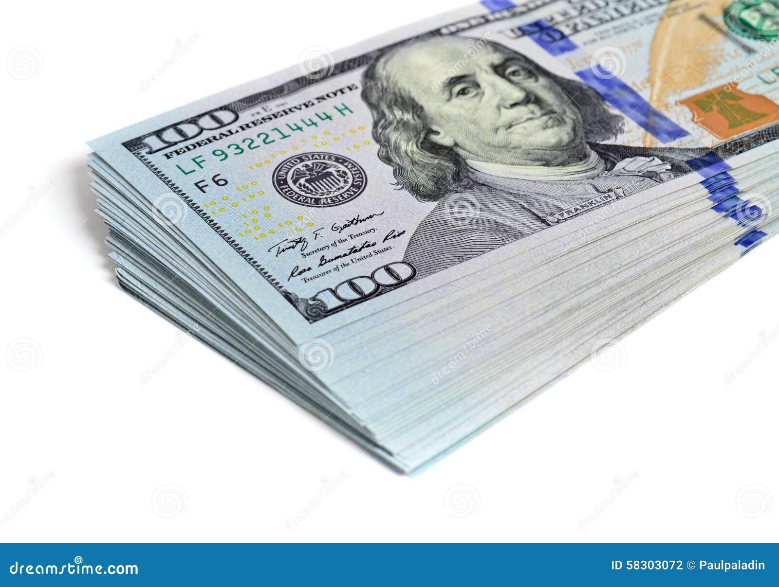 Stack of hundred dollars stock photo. Image of number - 58303072