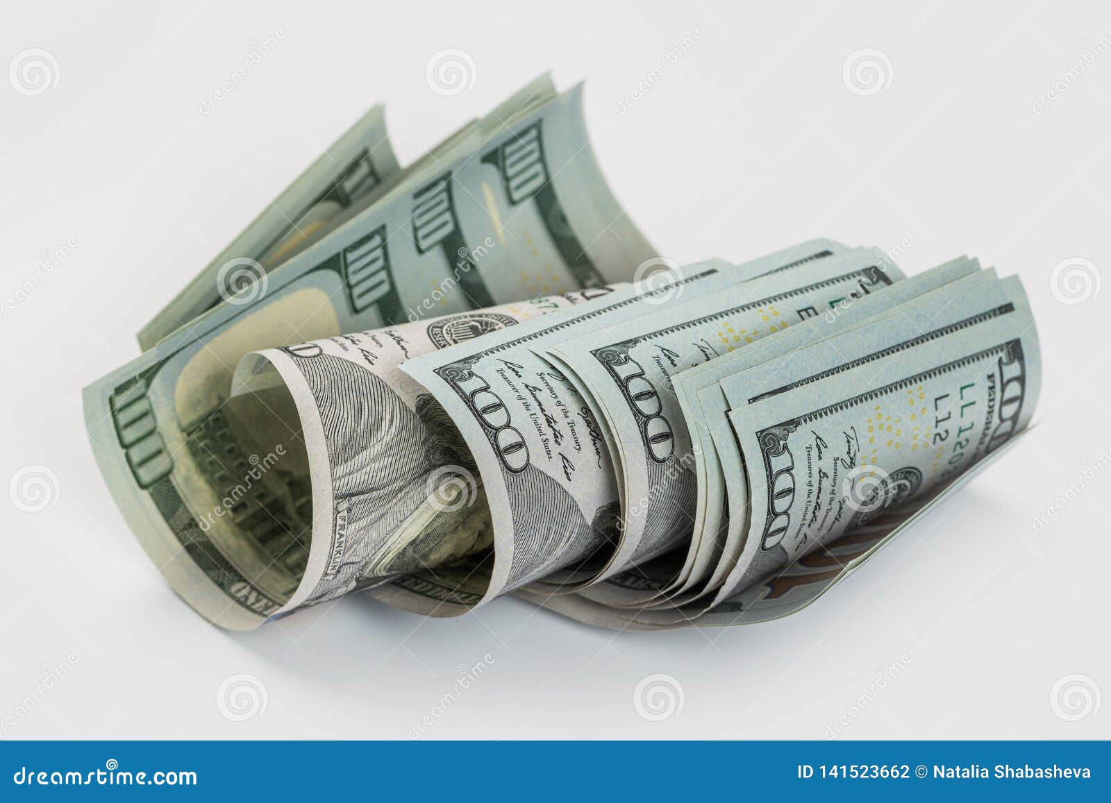 Stack of Hundred Dollars Isolated on White Stock Photo - Image of ...