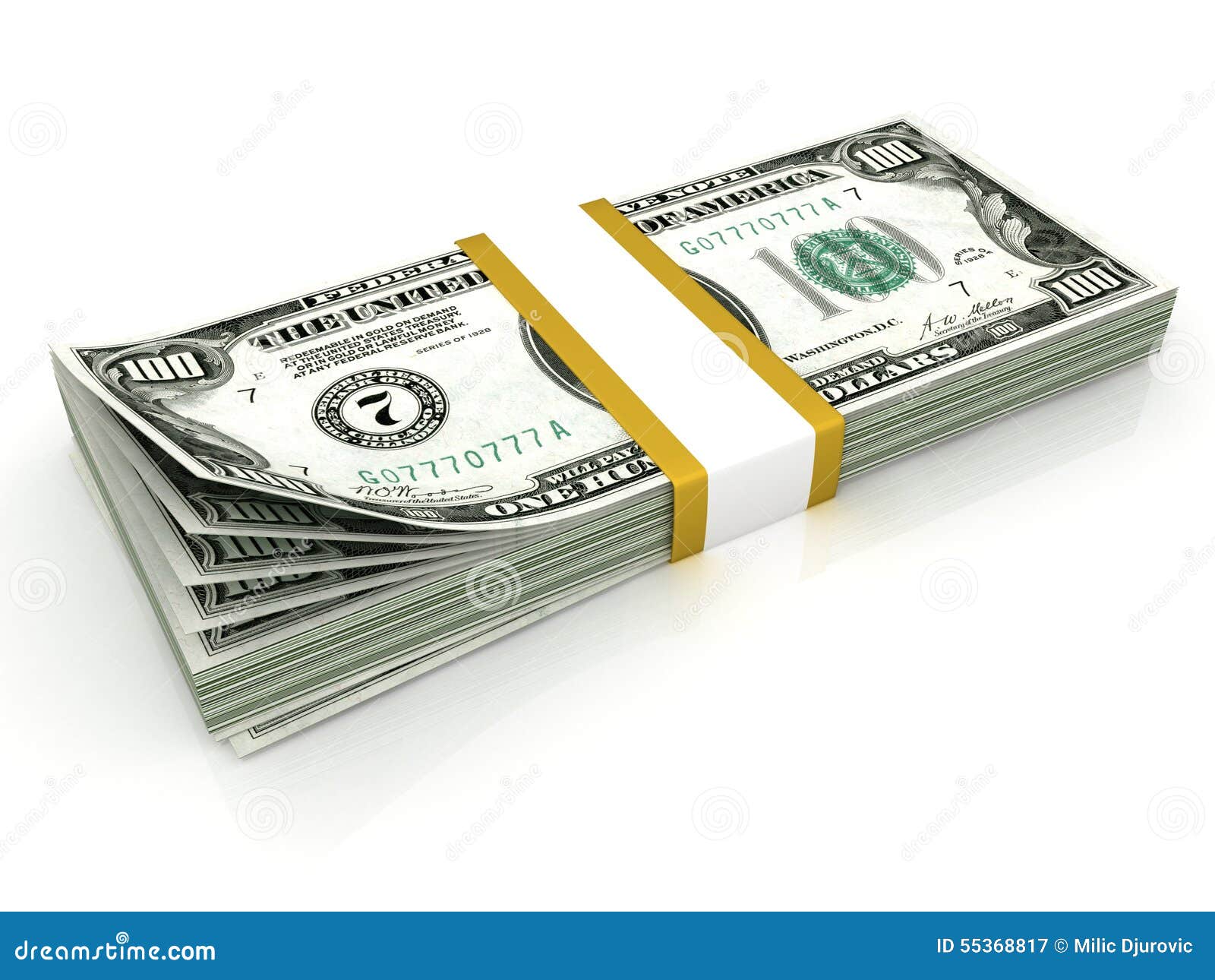 Stack of hundreds dollars stock illustration. Illustration of banknote ...