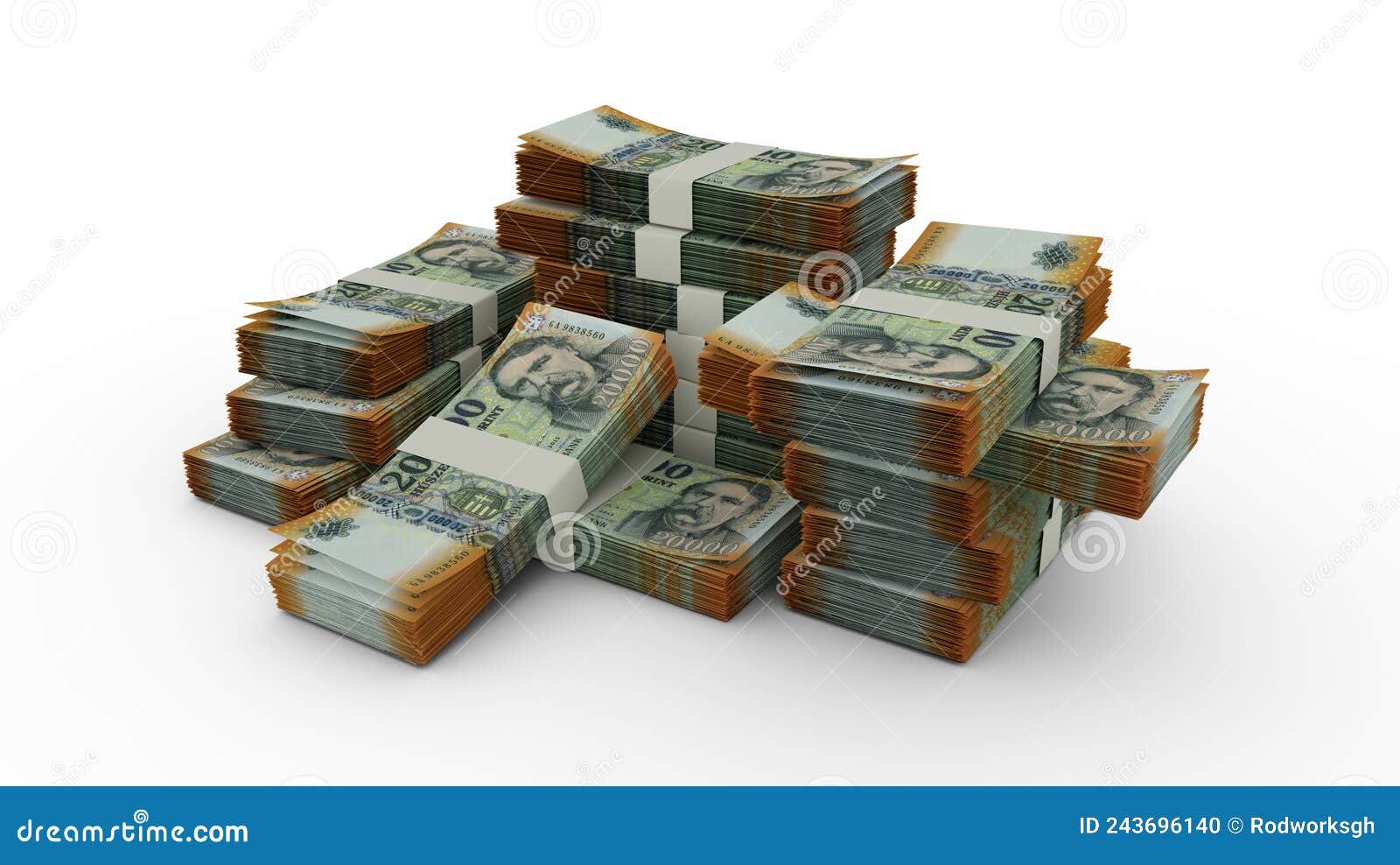 Stack of Hungarian Forint Notes. Bundles of Banknotes Stock ...