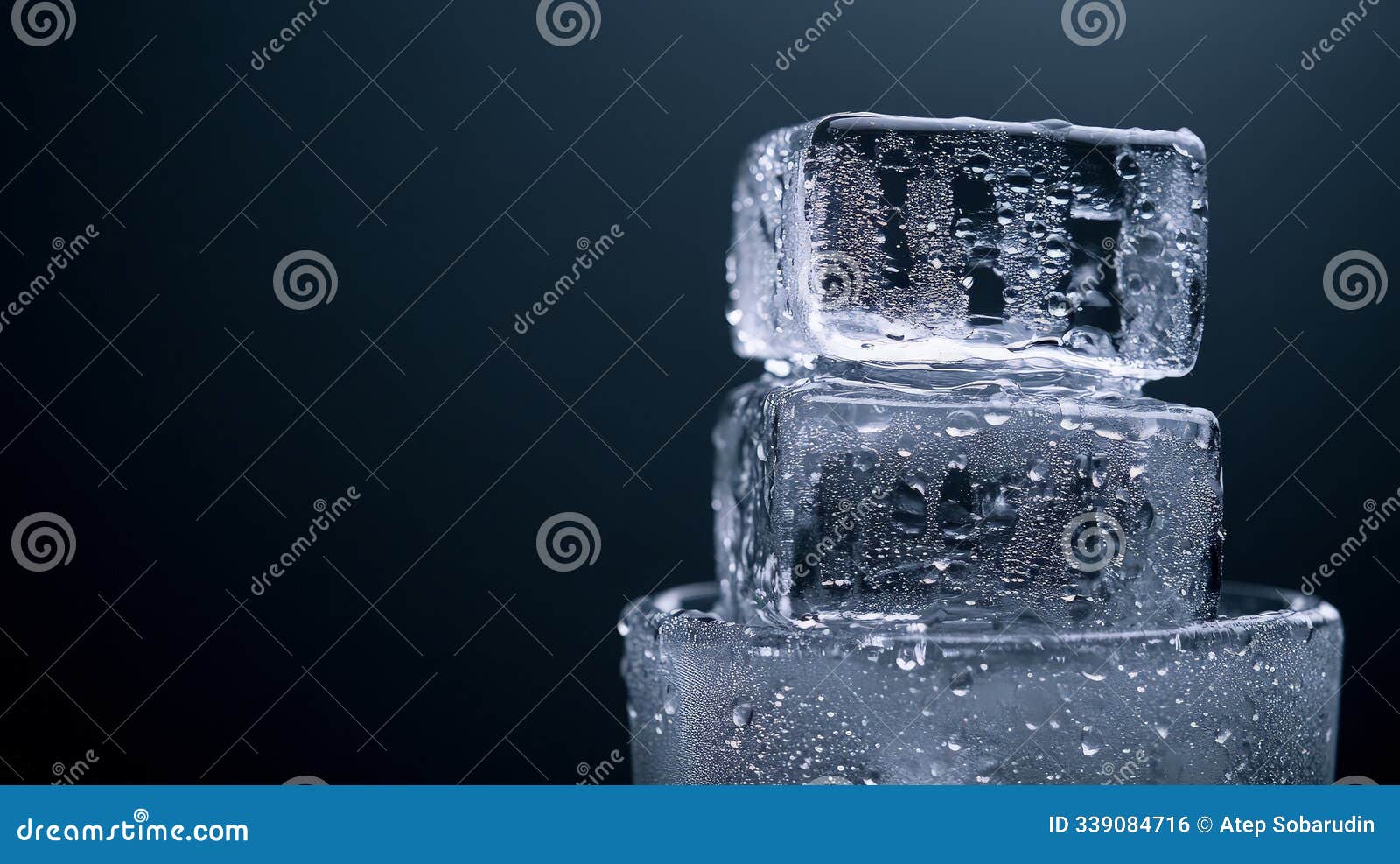 Stack of Ice Cubes in a Glass Stock Photo - Image of drops, background ...