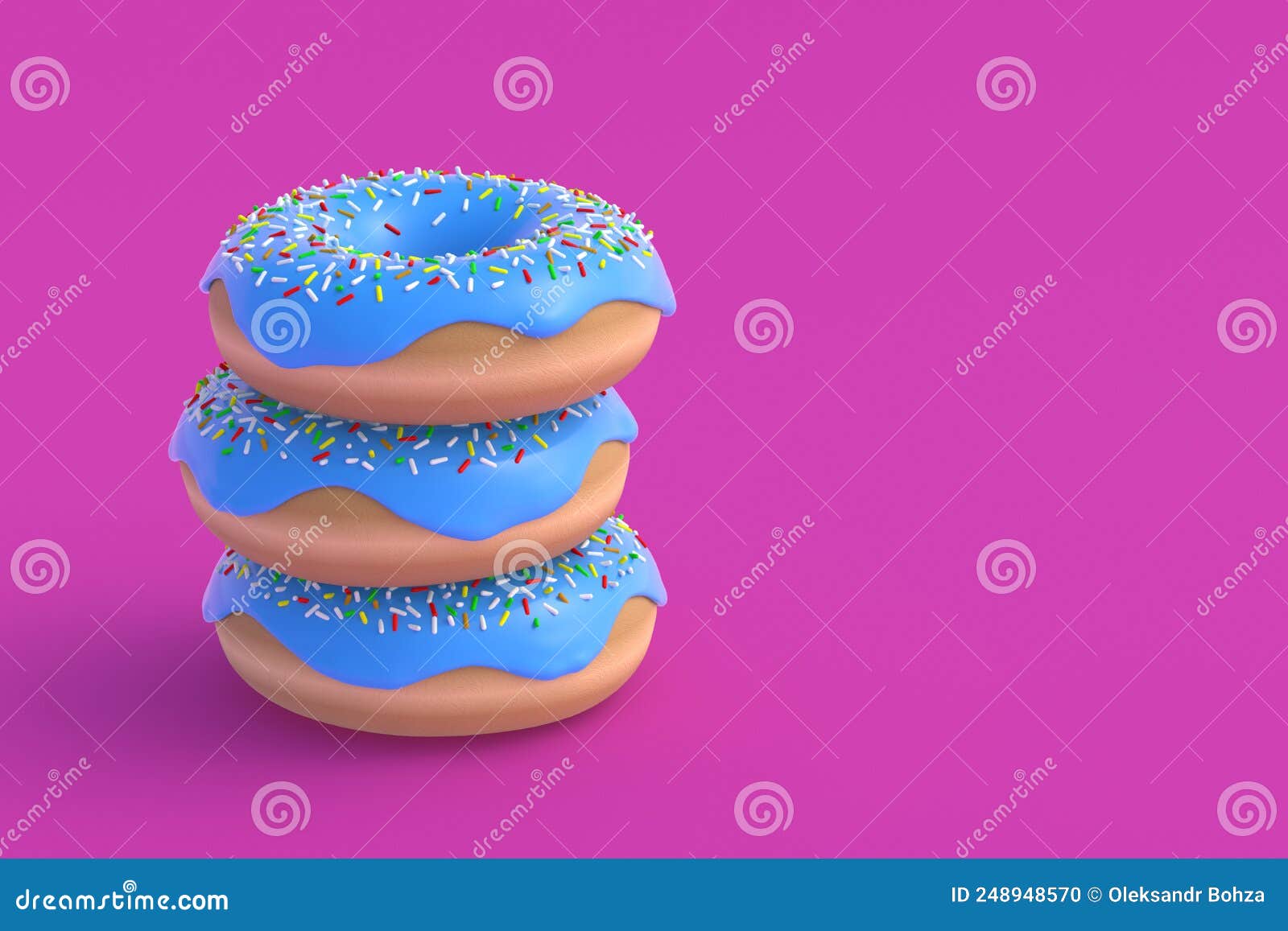 Stack of Icing Donuts on Pink Background. Homemade Bakery. Break Time ...