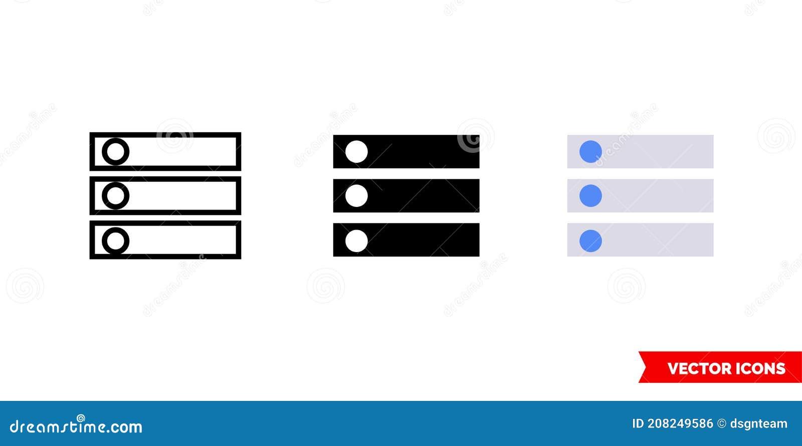 Stack Icon of 3 Types Color, Black and White, Outline. Isolated Vector ...