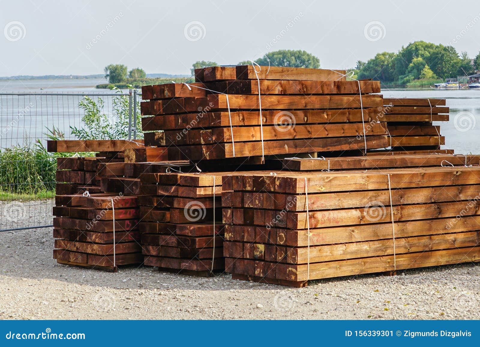 A Stack of Impregnated Timber Ready for the Construction of a Wooden ...