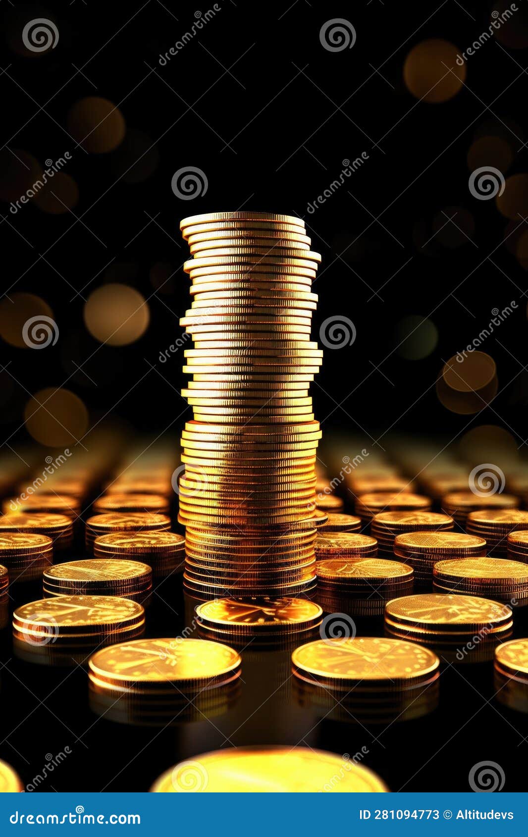 Stack of Increasing Coins Symbolizing Financial Growth Stock ...