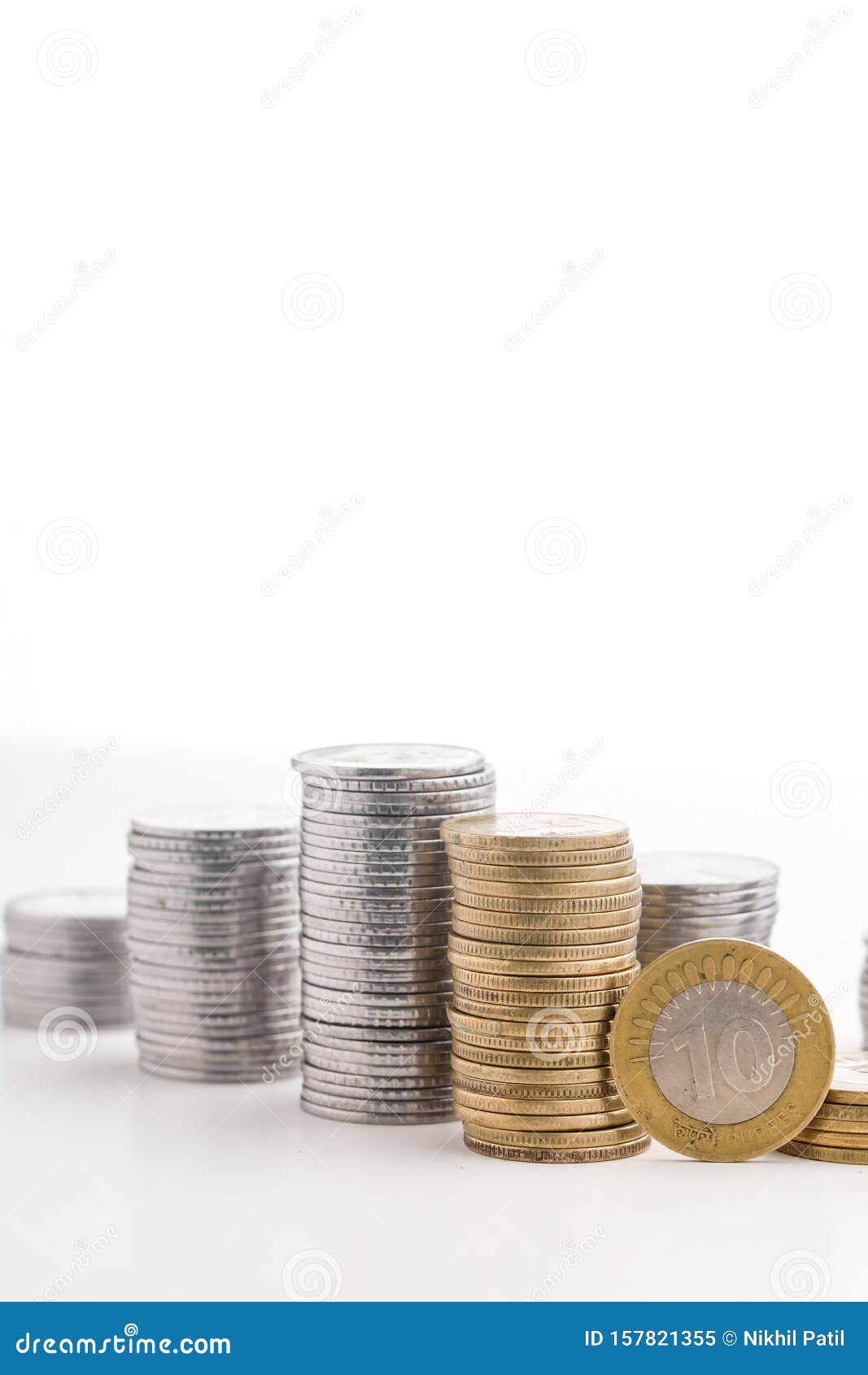 Stack of Indian Currency in Coins Arranged As a Graph on White ...