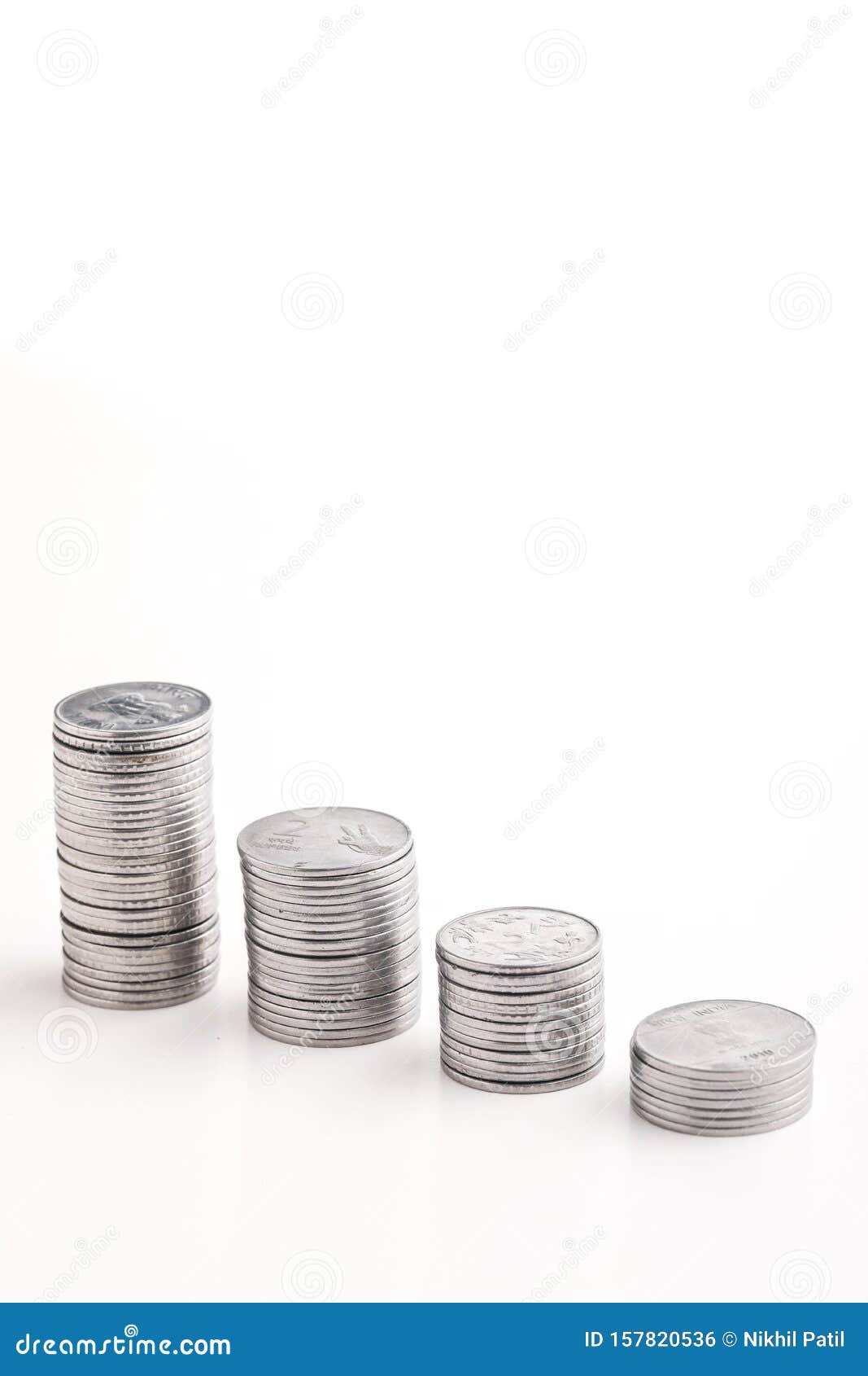 Stack of Indian Currency in Coins Arranged As a Graph on White ...
