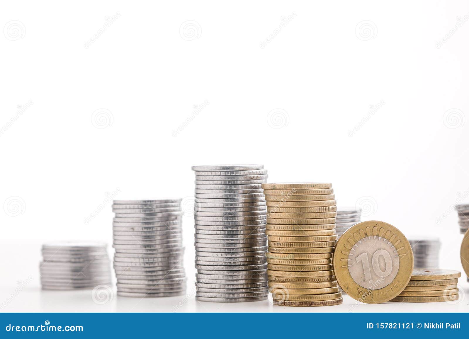 Stack of Indian Currency in Coins Arranged As a Graph on White ...