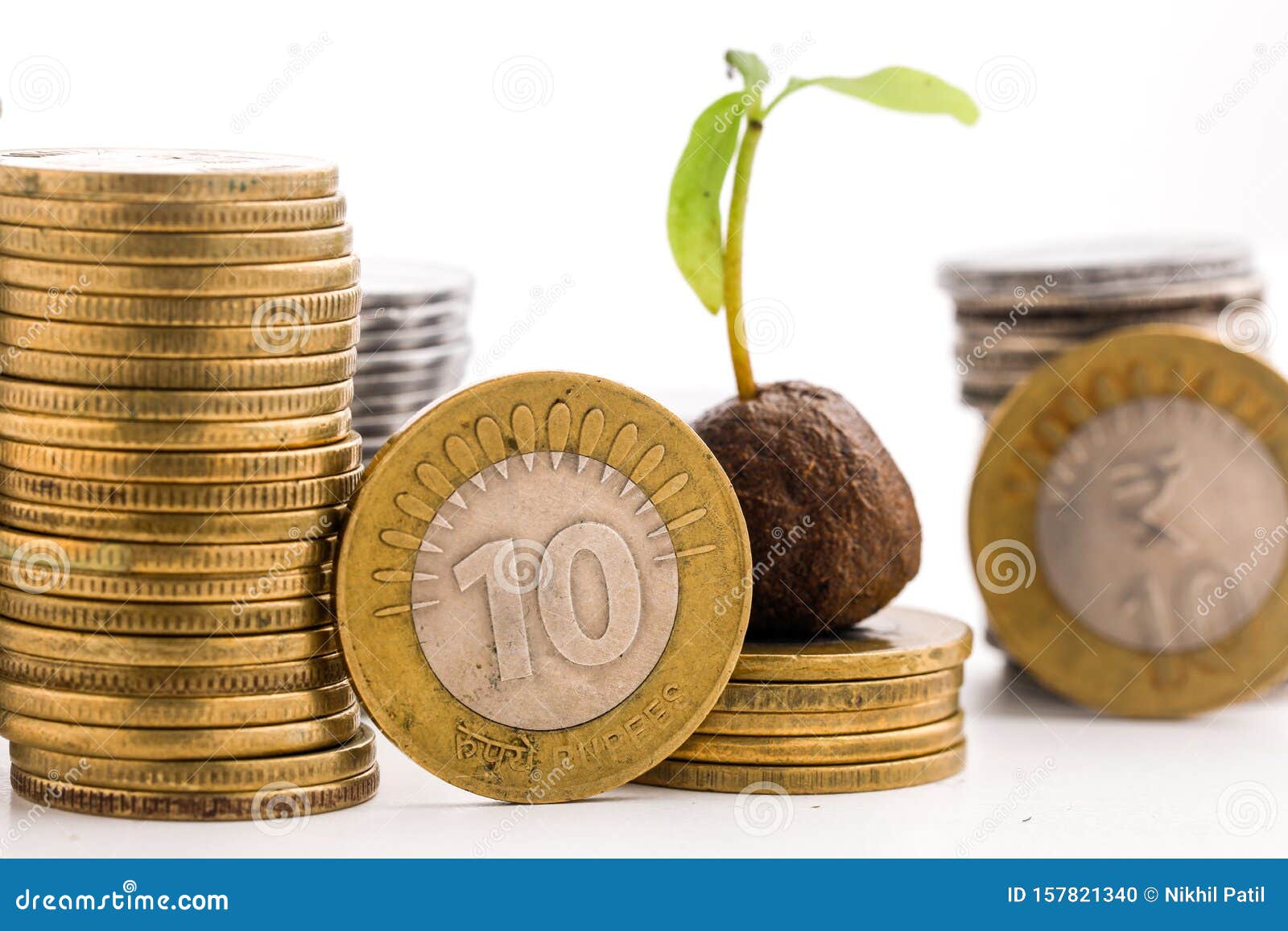 Stack of Indian Currency in Coins Arranged As a Graph on White ...