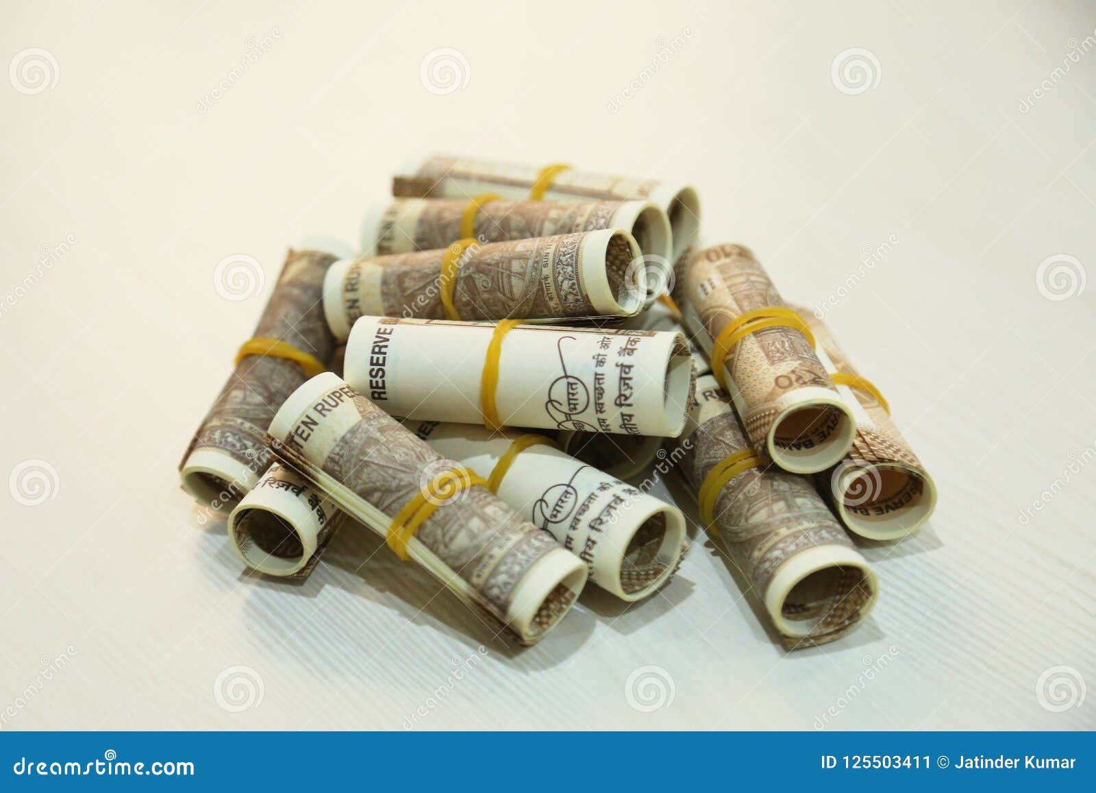 Stack of Indian 10 Rupee Currency Note Rolls Stock Image - Image of ...