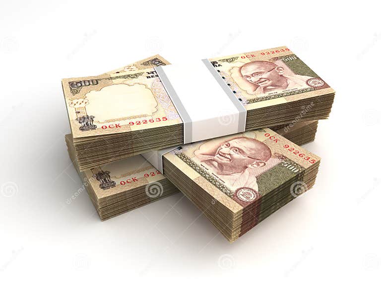 Stack of Indian Rupee stock illustration. Illustration of number ...