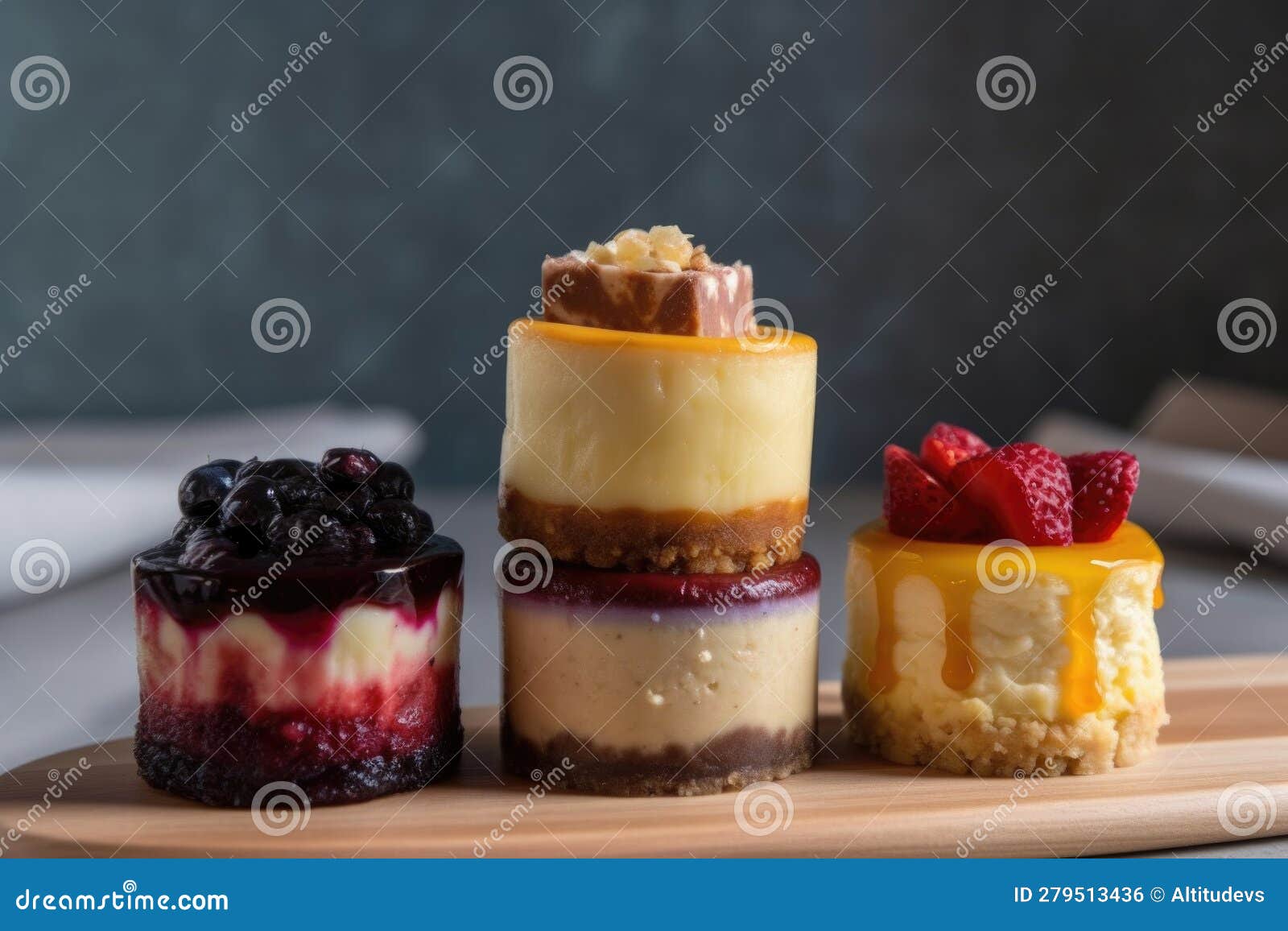 Stack of Individual Cheesecakes, Each One with Its Own Unique Flavor ...