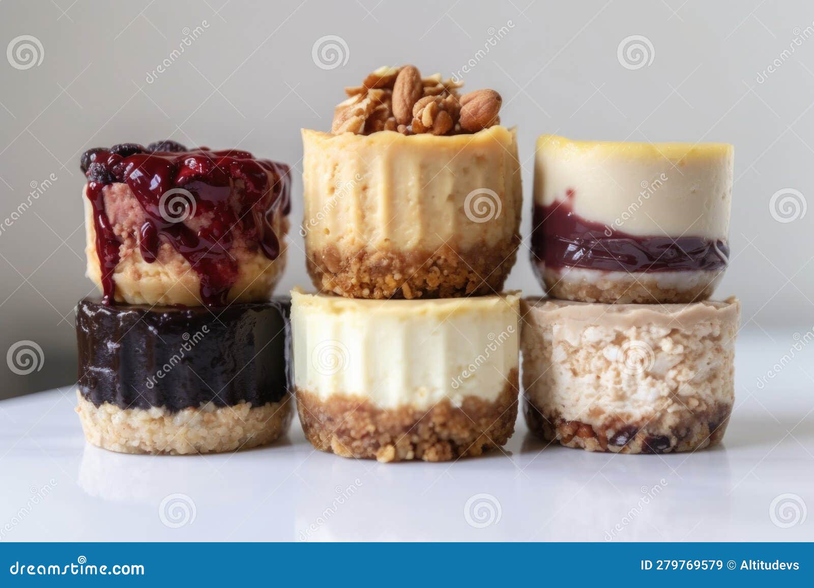 Stack of Individual Cheesecakes, Each One with Its Own Unique Flavor ...