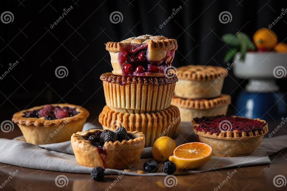 Stack of Individual Fruit Pies, with Each One Featuring a Different ...