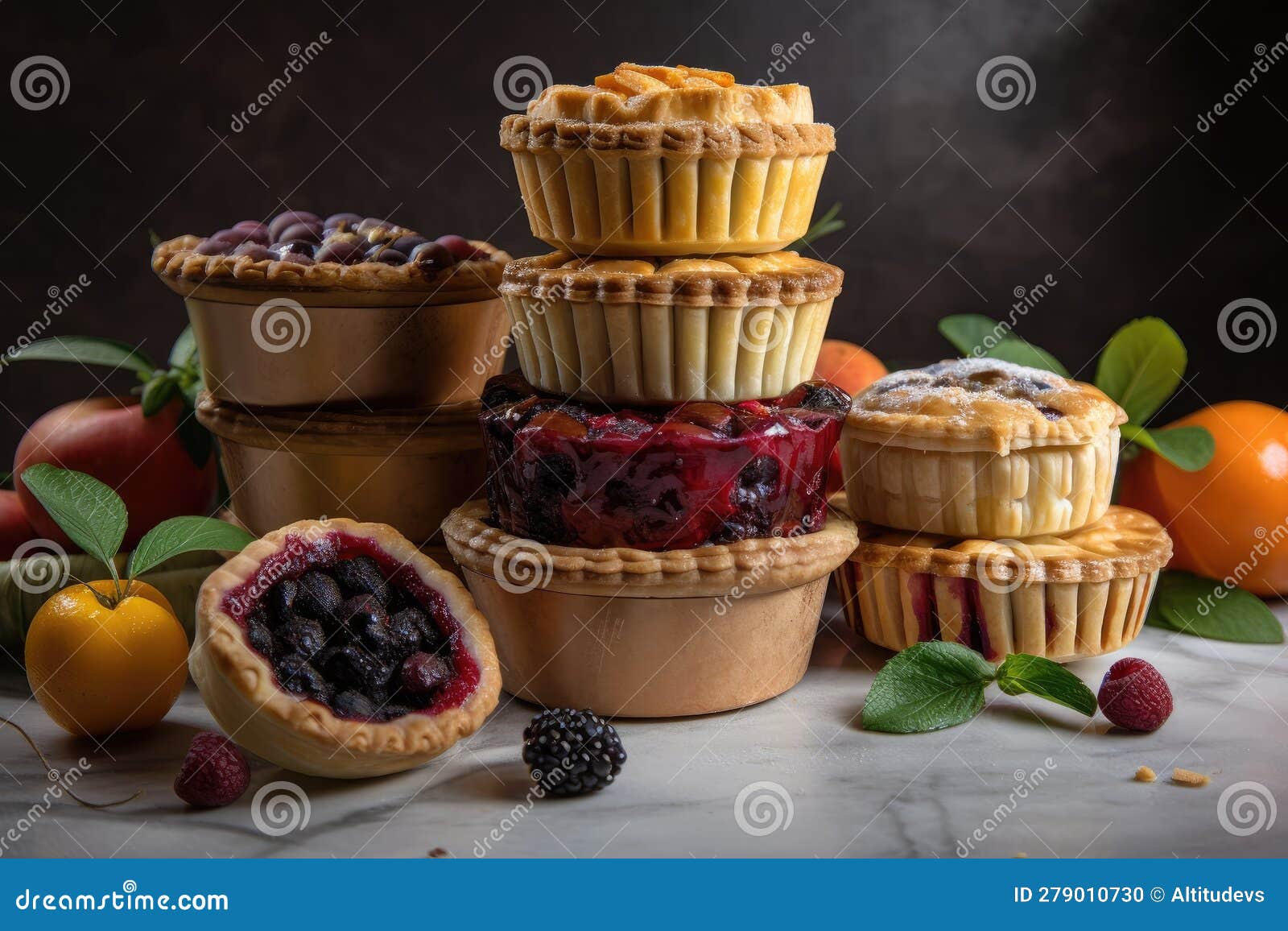 Stack of Individual Fruit Pies, with Each One Featuring a Different ...