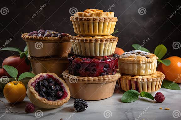 Stack of Individual Fruit Pies, with Each One Featuring a Different ...