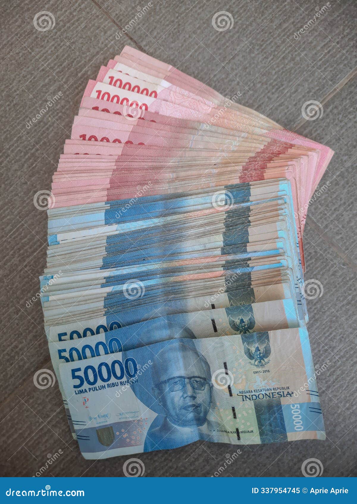 Stack of Indonesian Banknotes with a Nominal Value of Fifty Thousand ...