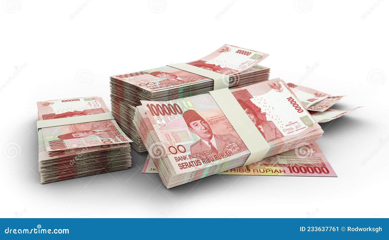 Stack of 1000 Indonesian Rupiah Notes Isolated on White Background ...