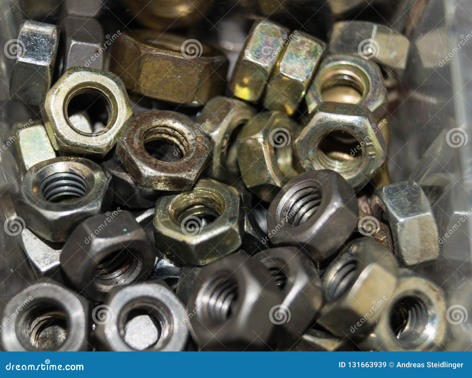 Iron nuts nails and screws stock image. Image of element - 131663939