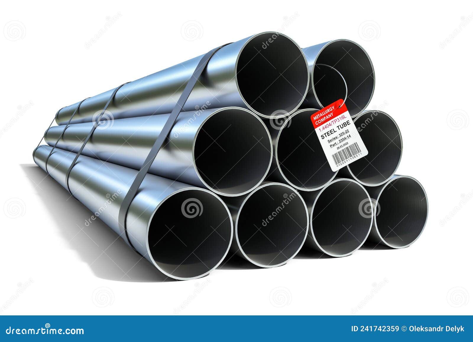Stack of Industrial Steel Tubes Isolated on White Background 3D Stock ...
