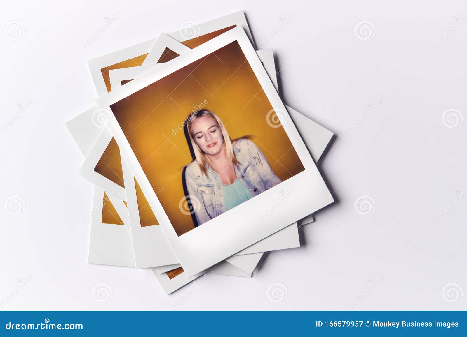 Stack of Instant Film Photos from Modeling Casting in Studio with Shot ...
